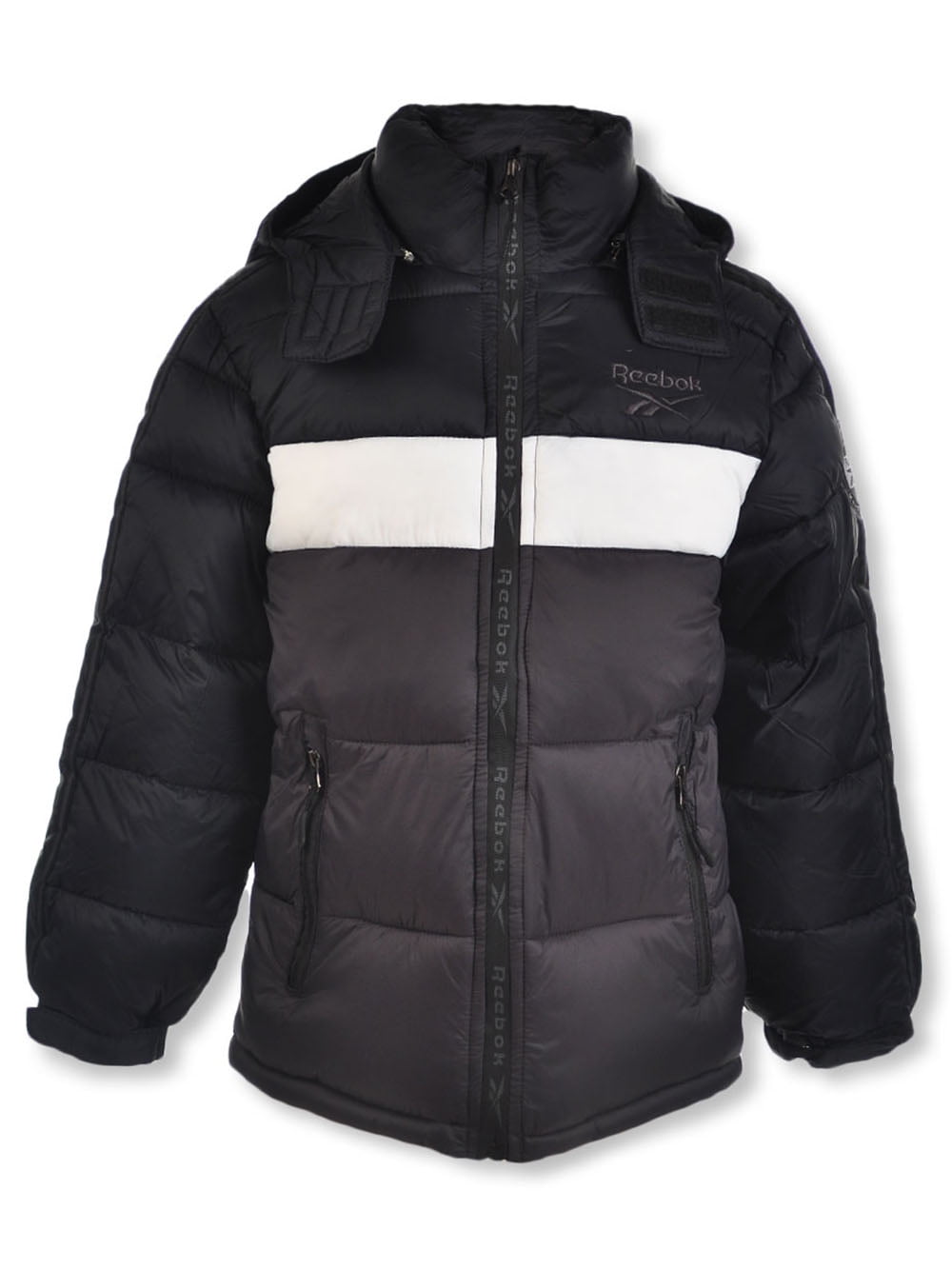 Reebok Boys' Hooded Puffer Jacket - black/charcoal gray, 8 (Big Boys ...
