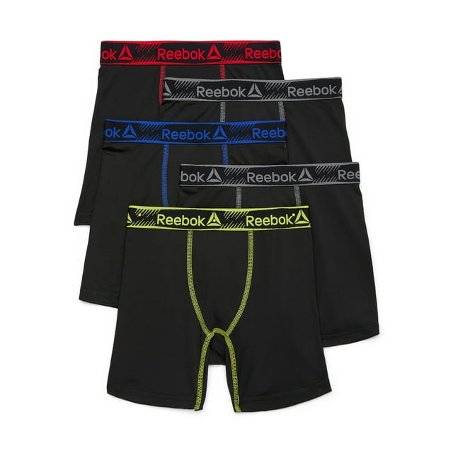 Reebok Boys Performance Featherweight Boxer Brief Underwear, 5-Pack ...