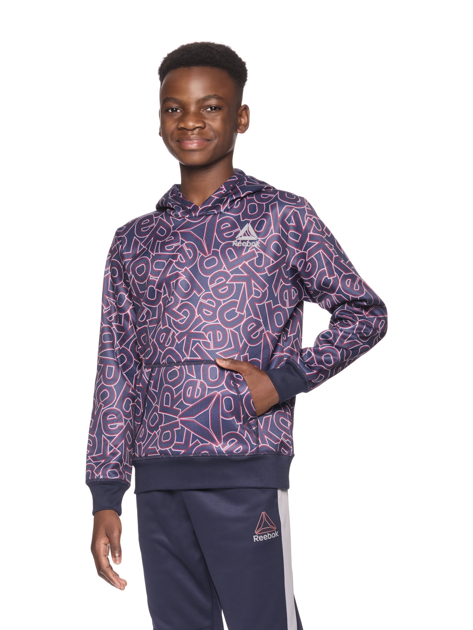 Reebok Boy's Pullover All Over Logo Active Hoodie, Sizes 4-18 - Walmart.com
