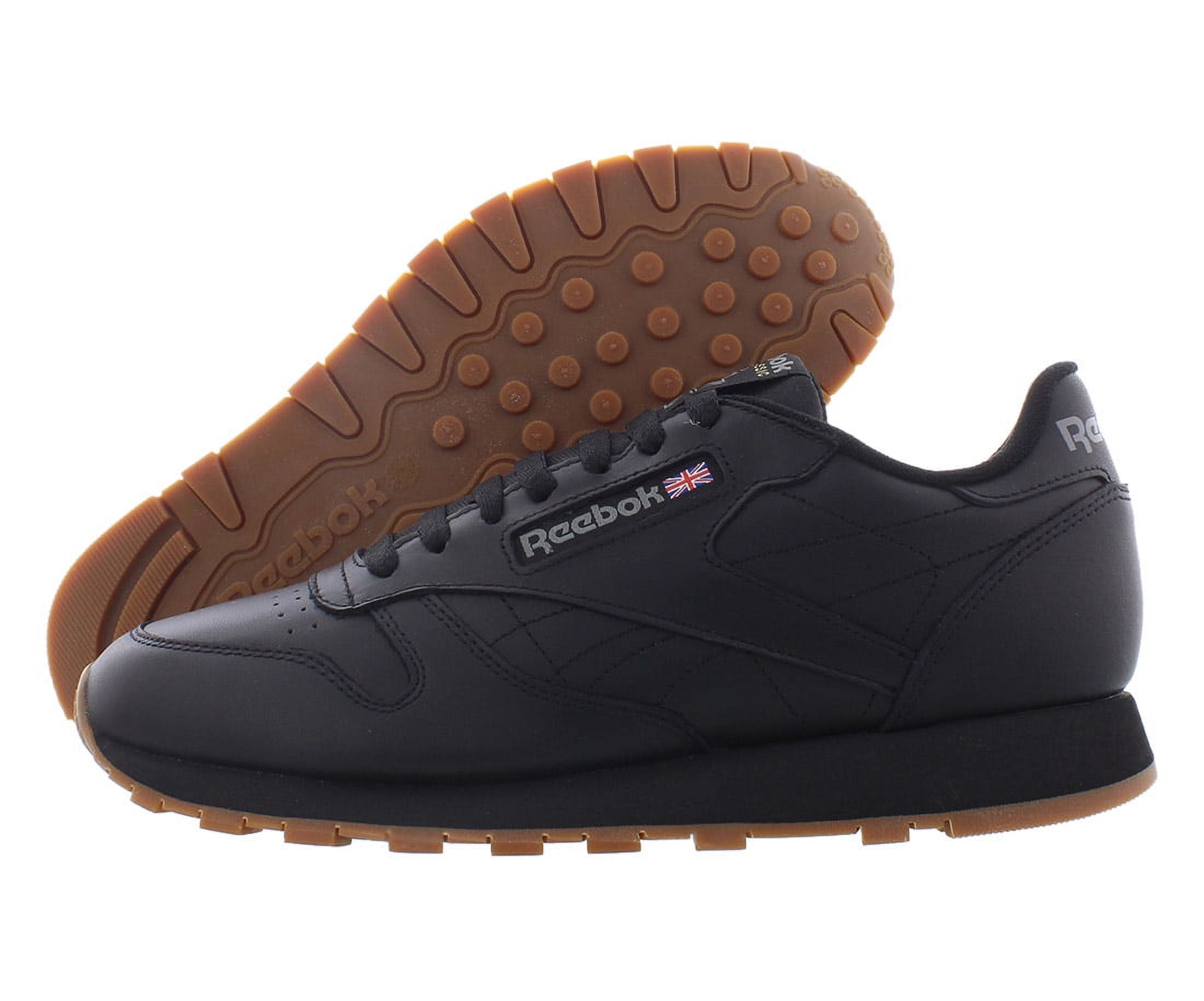 Reebok Classic Leather Black Shoes, Gum-Sole Men's Running Sneaker ...