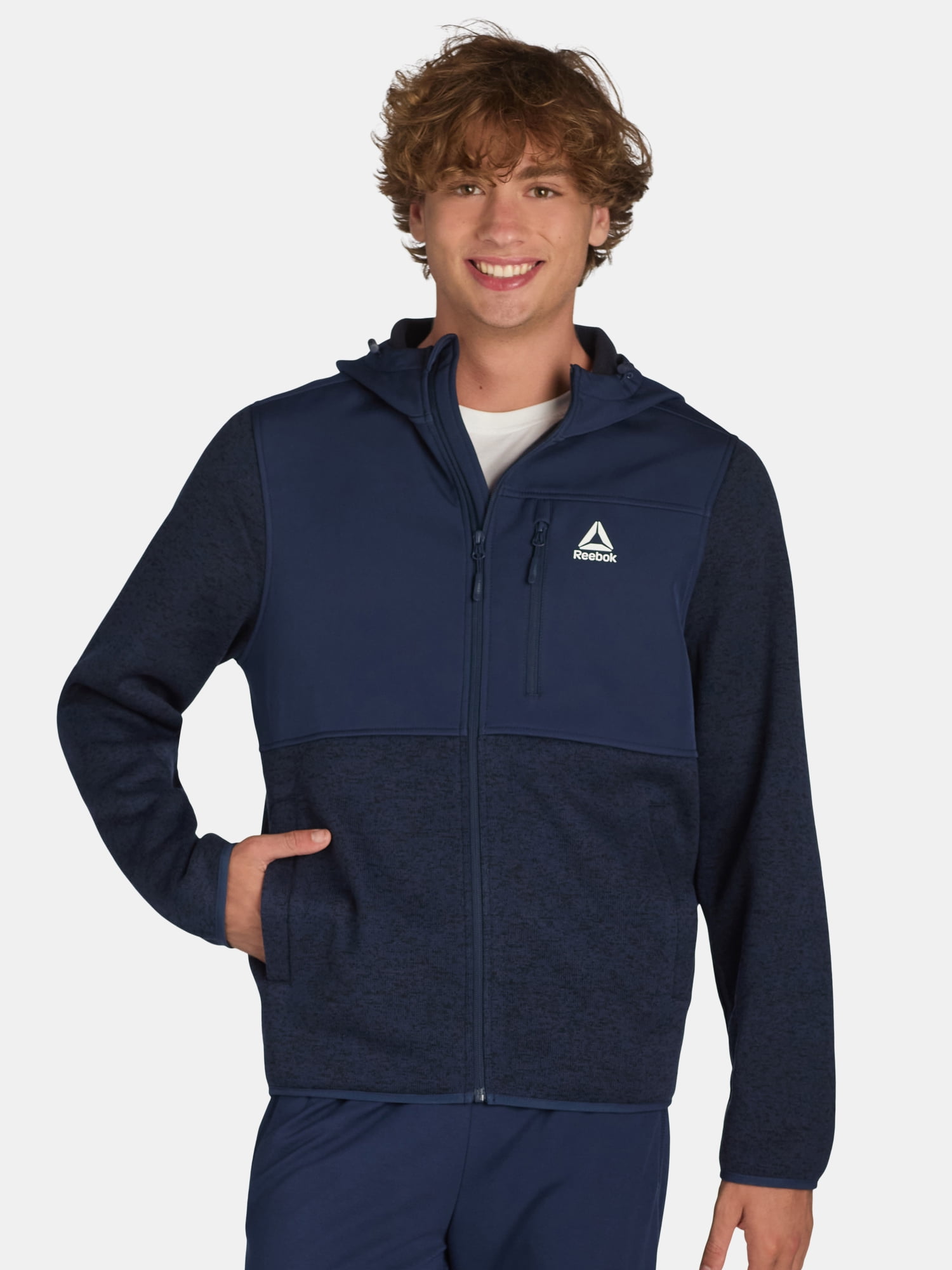Reebok Delta Men's Hooded Sweater Fleece Jacket, Sizes M-2XL - Walmart.com