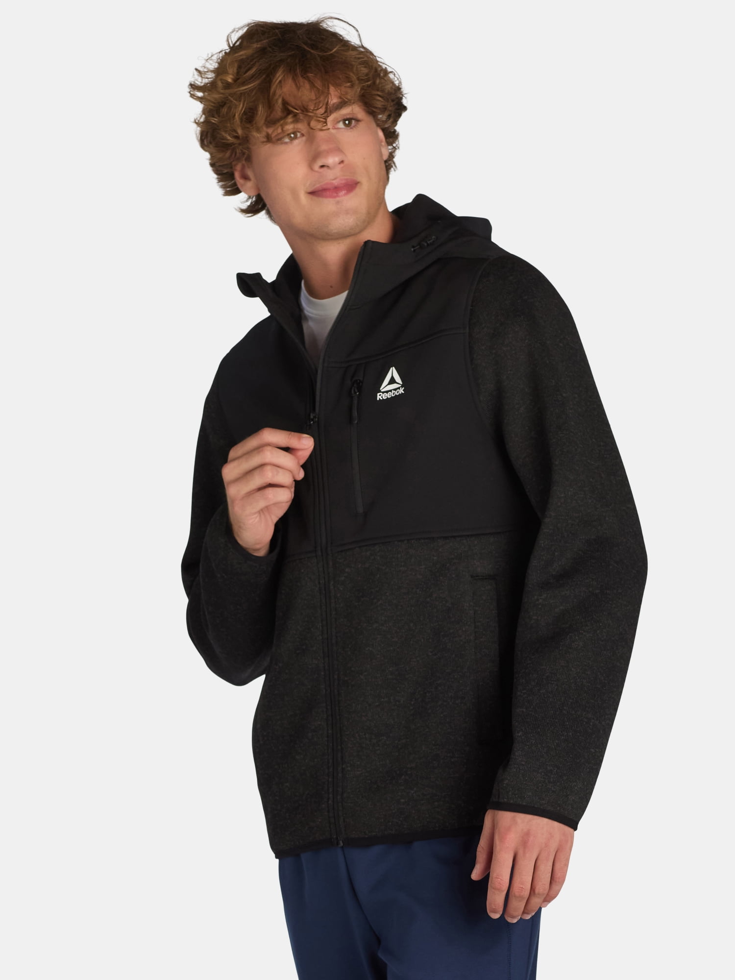 Reebok Delta Men's Hooded Sweater Fleece Jacket, Sizes M-2XL - Walmart.com