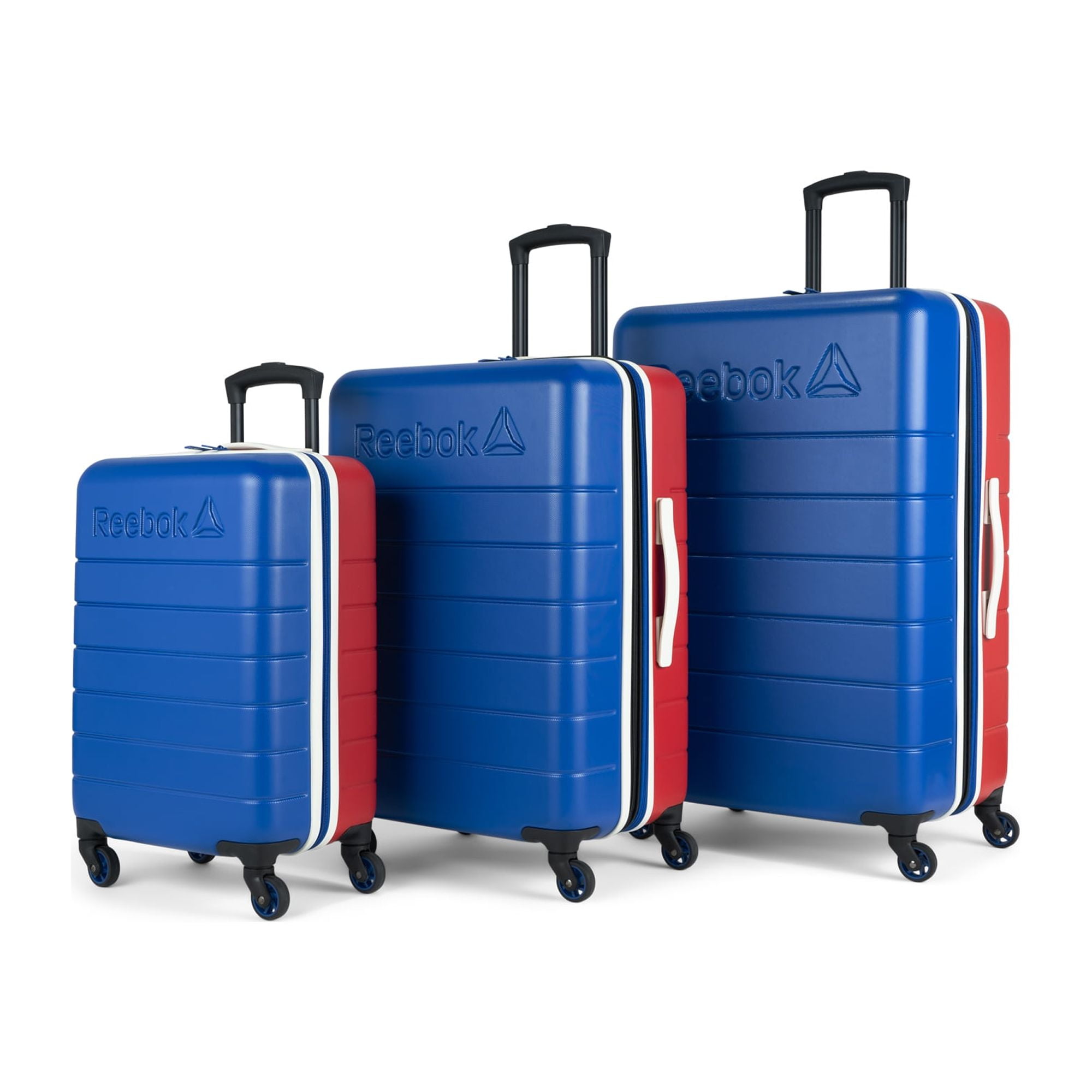 Reebok Double Dribble Collection - 3pc Roller Rolling Hardside Luggage ...
