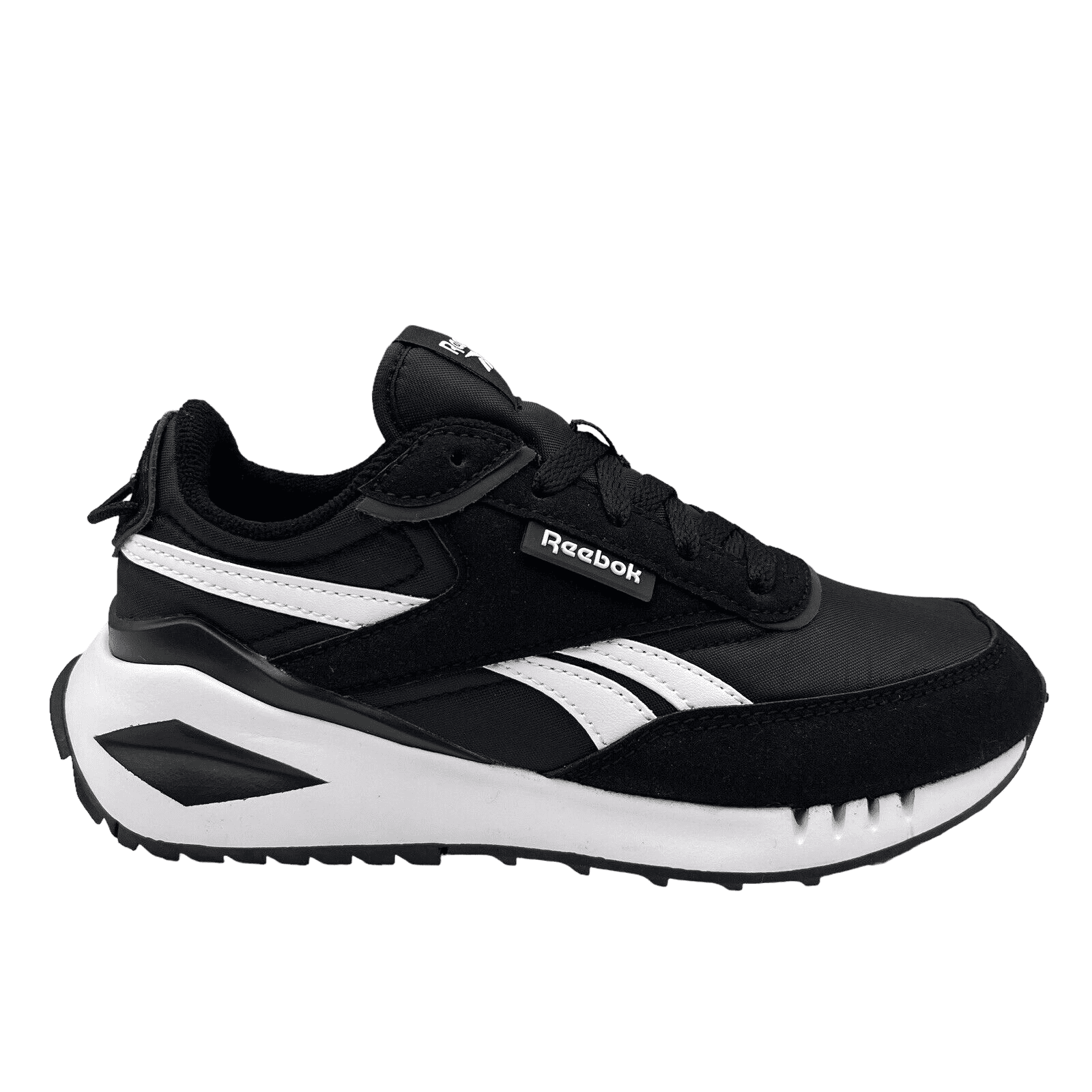 Reebok Forte Racer Youth Kids Size 2Y Suede-Nylon Sneakers Black ...