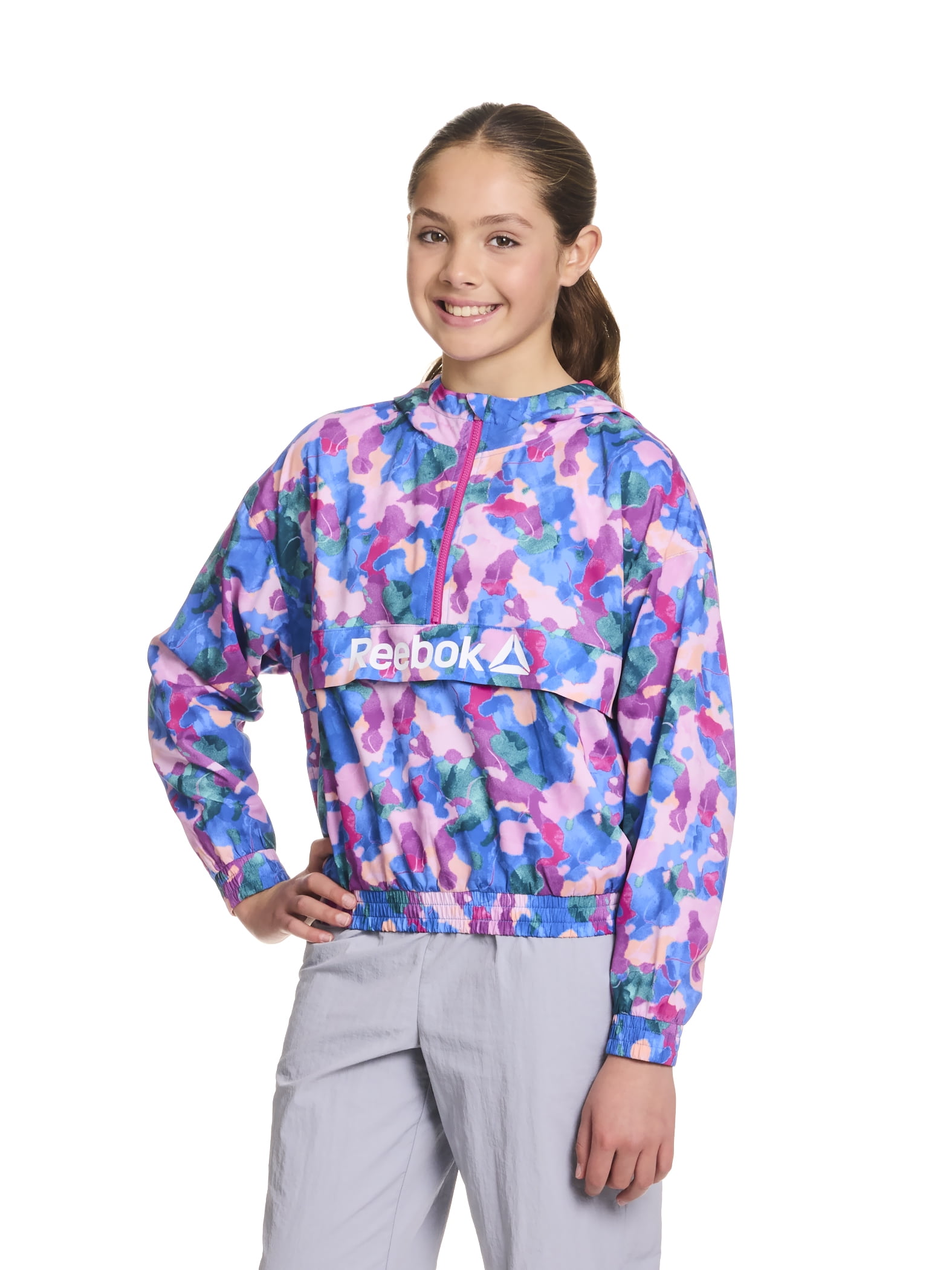 Reebok Girl's Hooded Windbreaker Jacket, Sizes 4-18, Lightweight, Water ...