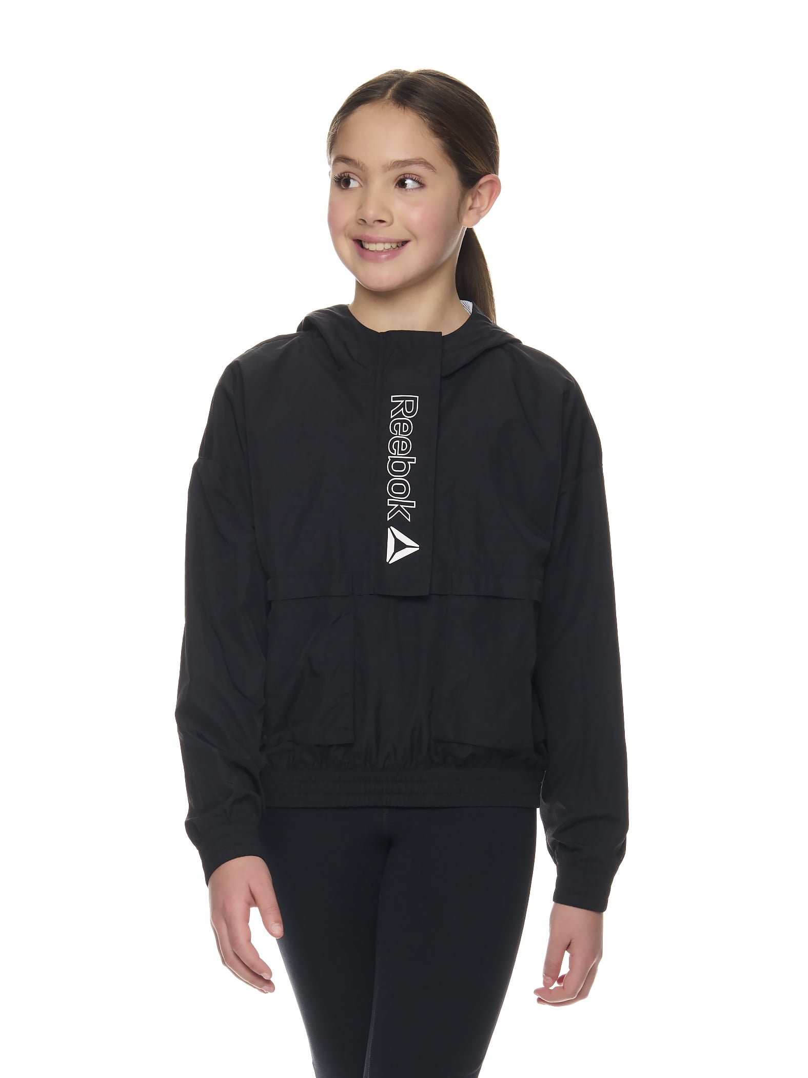 Reebok Girl’s Active Hooded Velocity ½ Zip Windbreaker, Sizes 4-18 ...