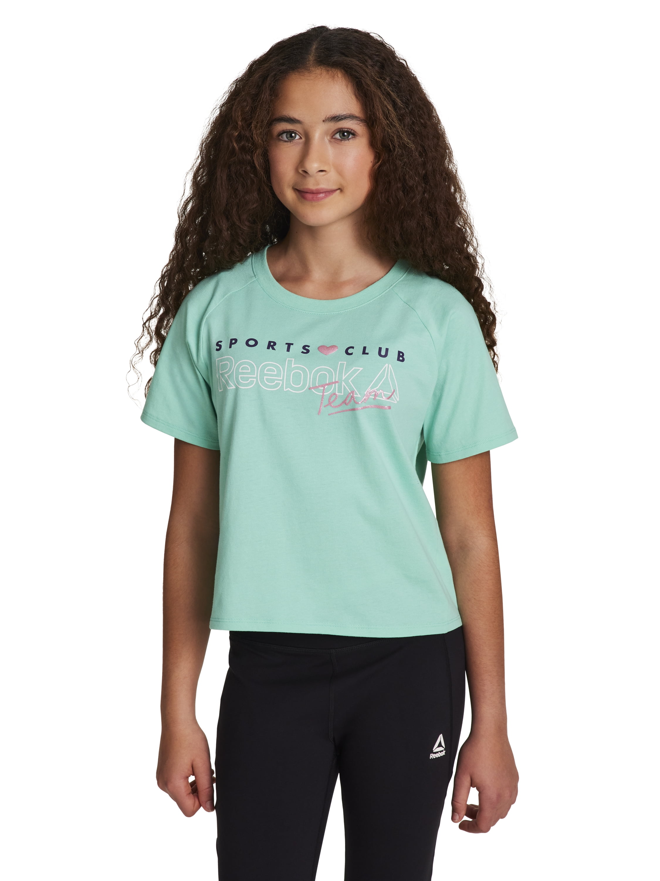 Reebok Girl’s Athletic Boxy Short Sleeve Graphic T-Shirt, Sizes 4-18 ...