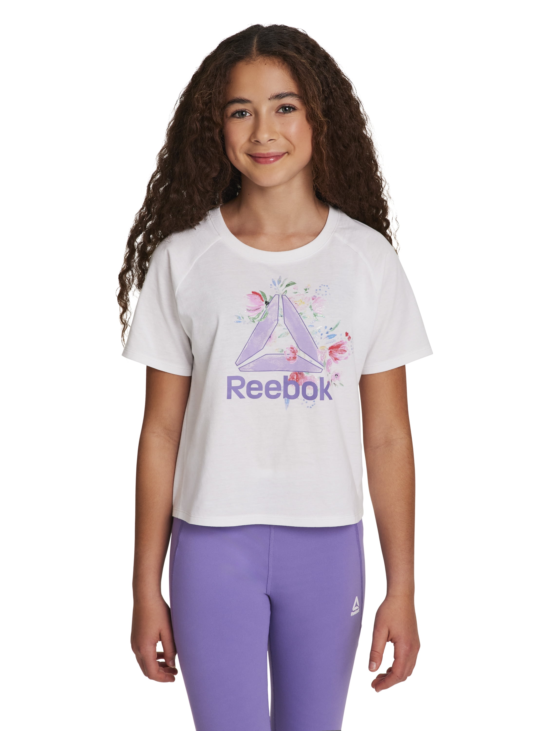 Reebok Girl’s Athletic Boxy Short Sleeve Graphic T-Shirt, Sizes 4-18 ...