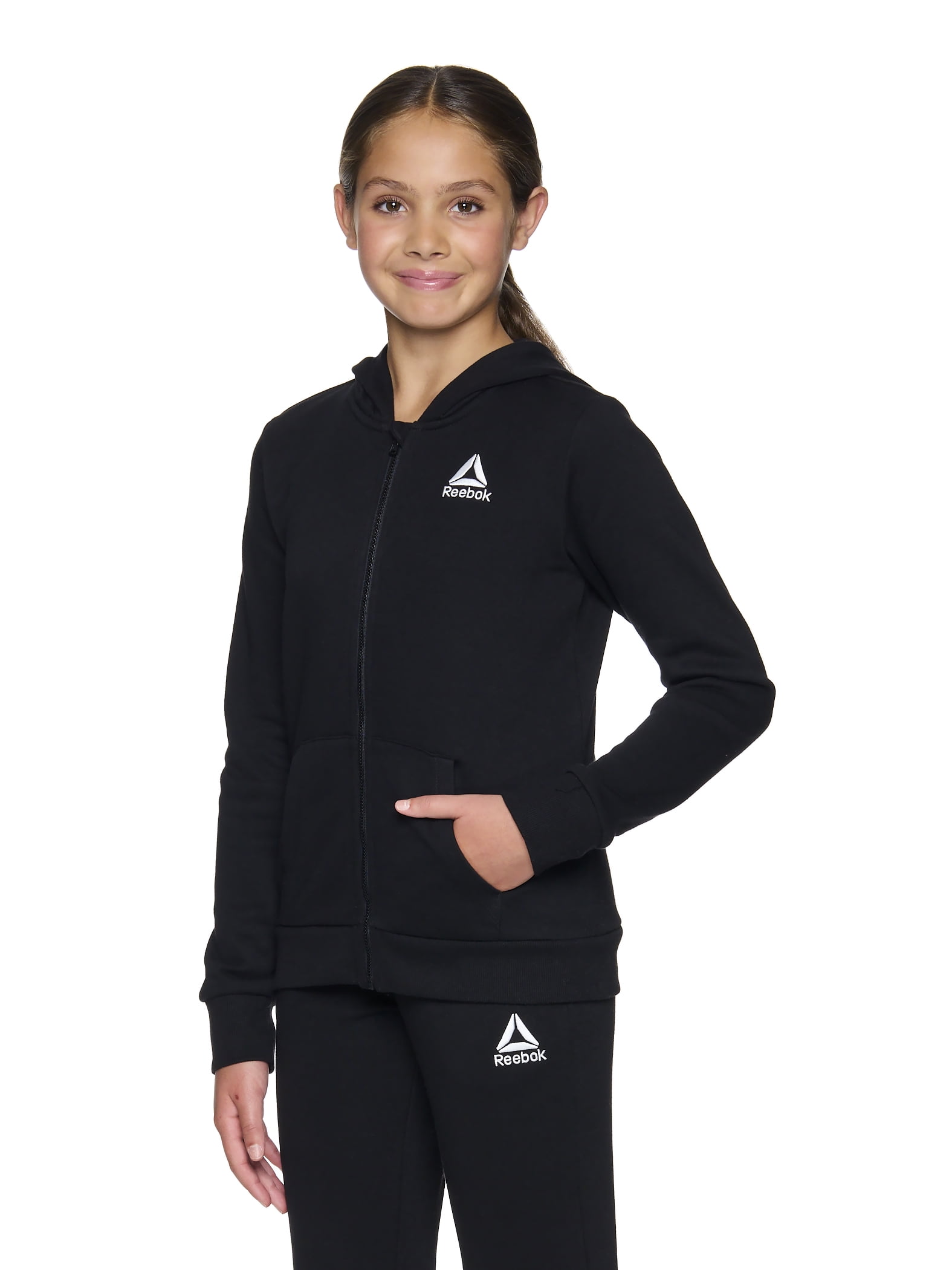 Reebok Girl’s Athletic Full-Zip Fleece Hoodie Sizes 4-18, Versatile ...