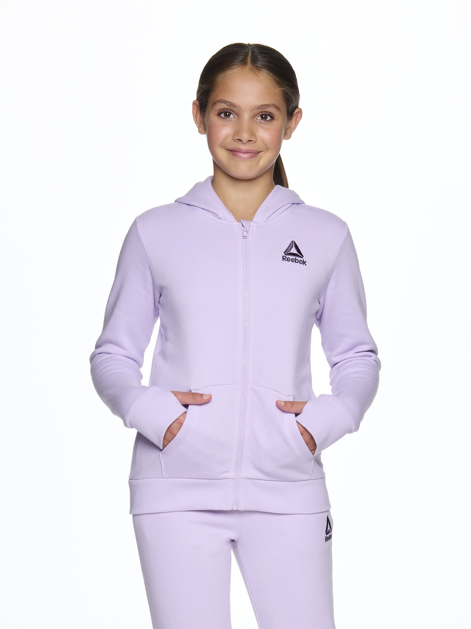 Reebok Girl’s Game Day Fleece Full Zip Hoodie, Sizes 4-18 - Walmart.com