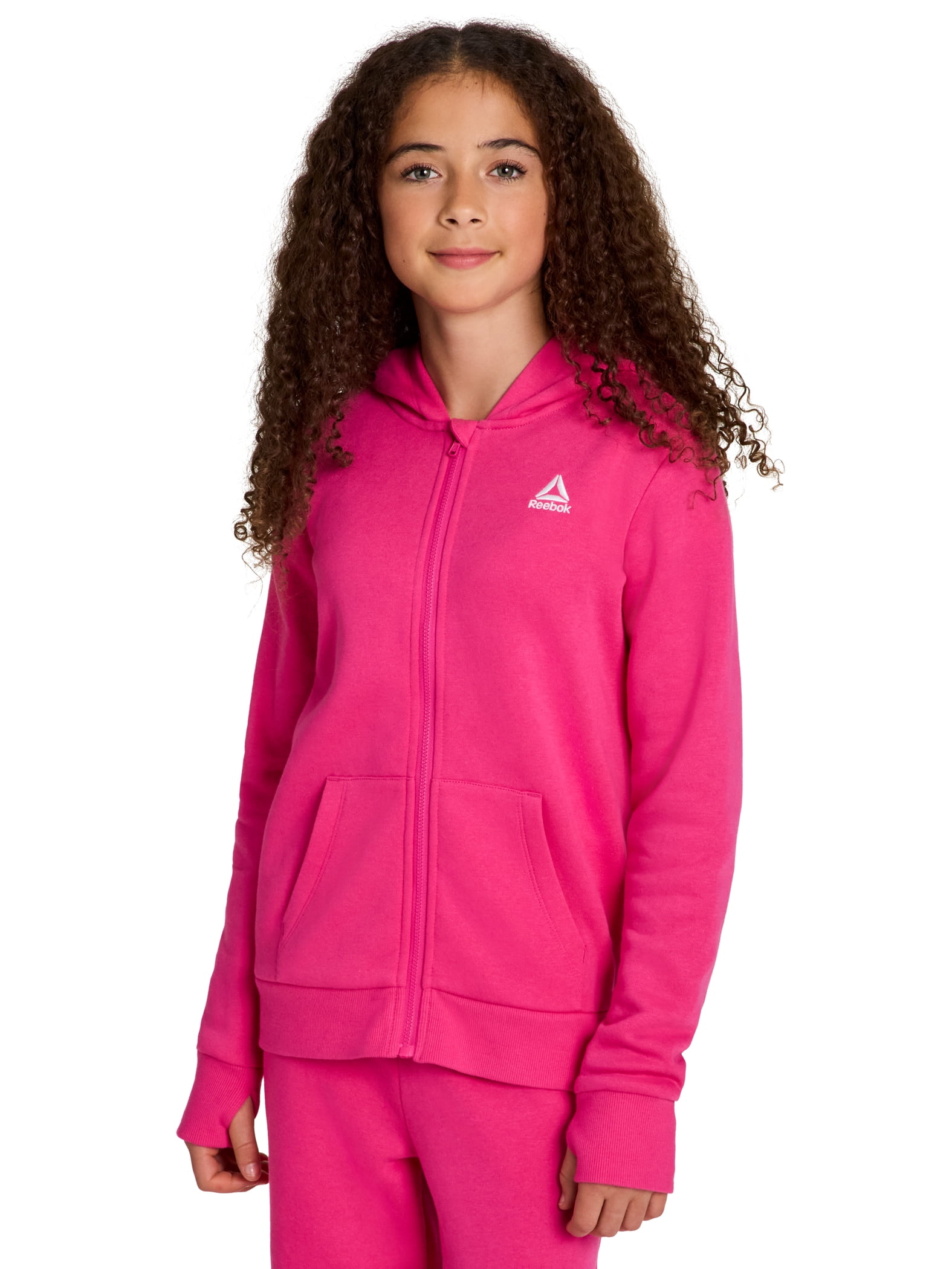 Reebok Girl’s Game Day Fleece Full Zip Hoodie, Sizes 4-18 - Walmart.com