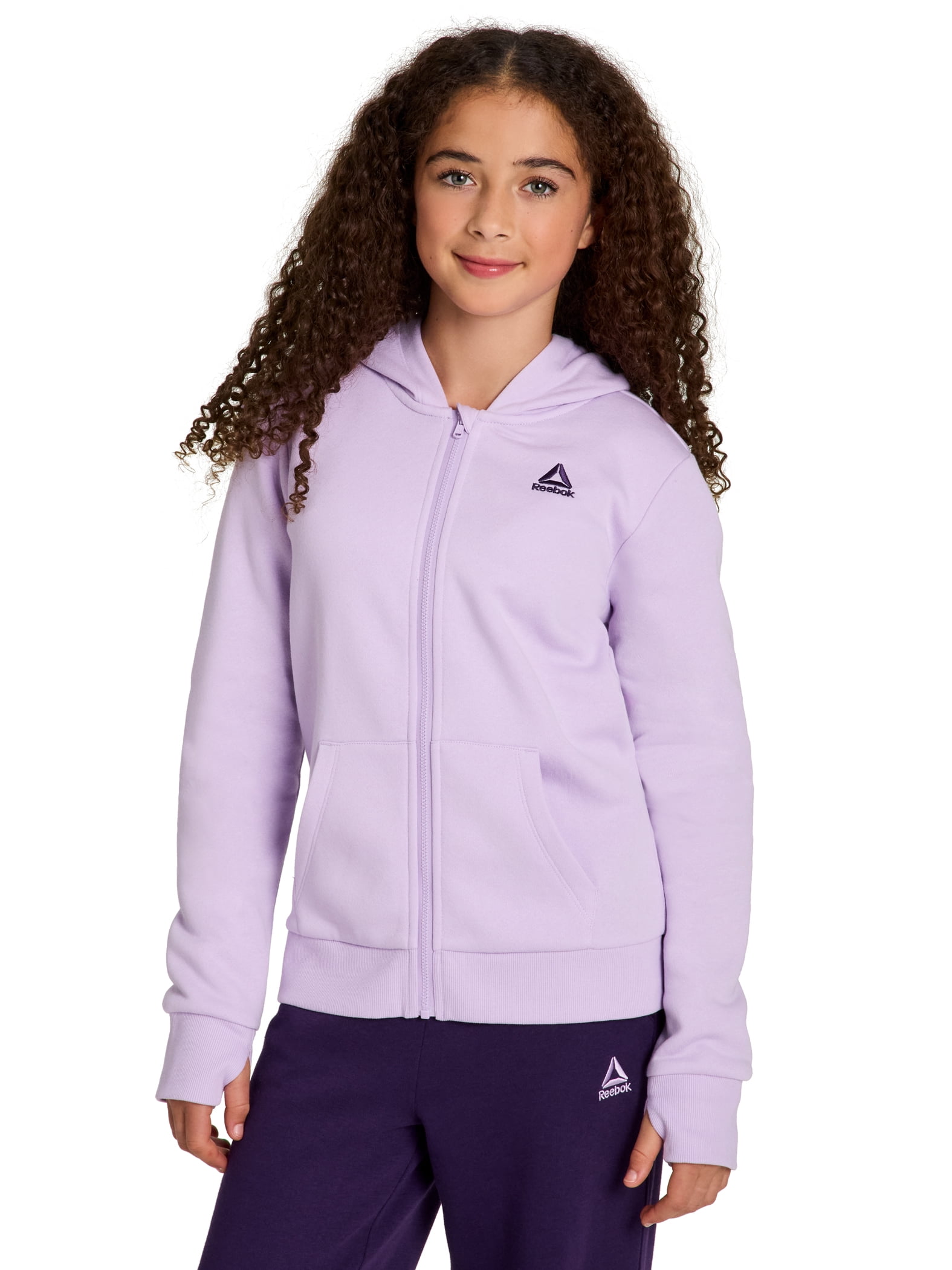 Reebok Girl’s Game Day Fleece Full Zip Hoodie, Sizes 4-18 - Walmart.com