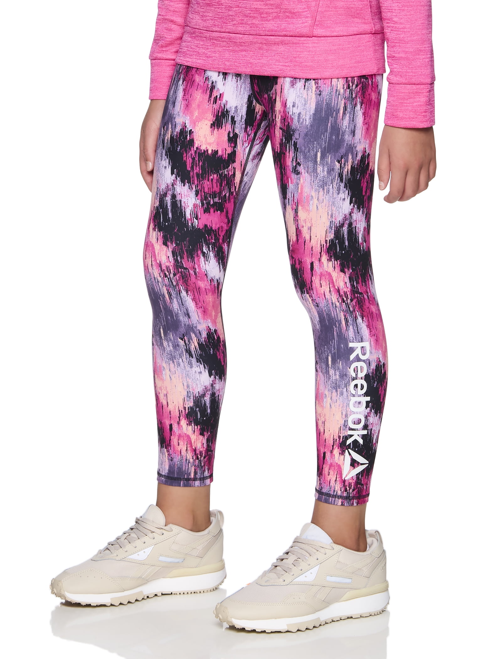 Reebok Girl's Athletic 7/8 Printed Leggings, Sizes 4-18, Stretchy and ...