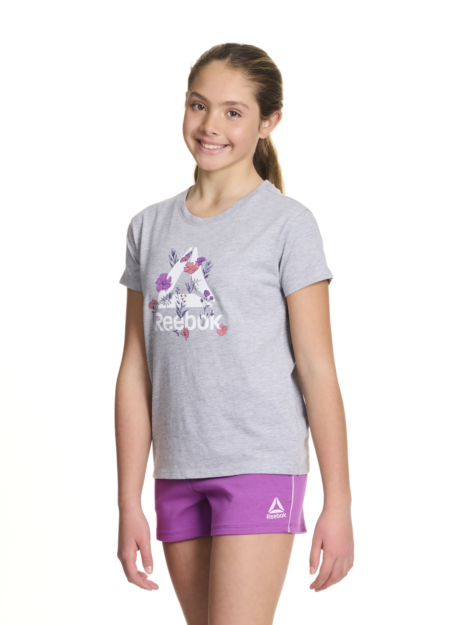 Reebok Girl's Athletic Short Sleeve Graphic T-Shirt, Sizes 4-18 ...