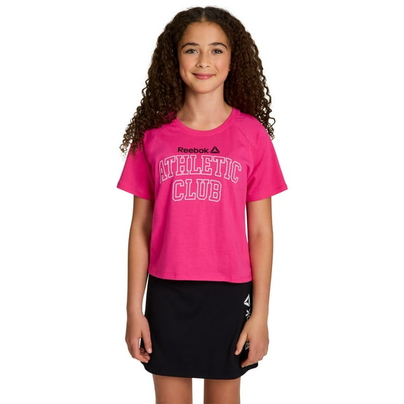 Reebok Girl’s Athletic Boxy Short Sleeve Graphic T-Shirt, Sizes 4-18 ...