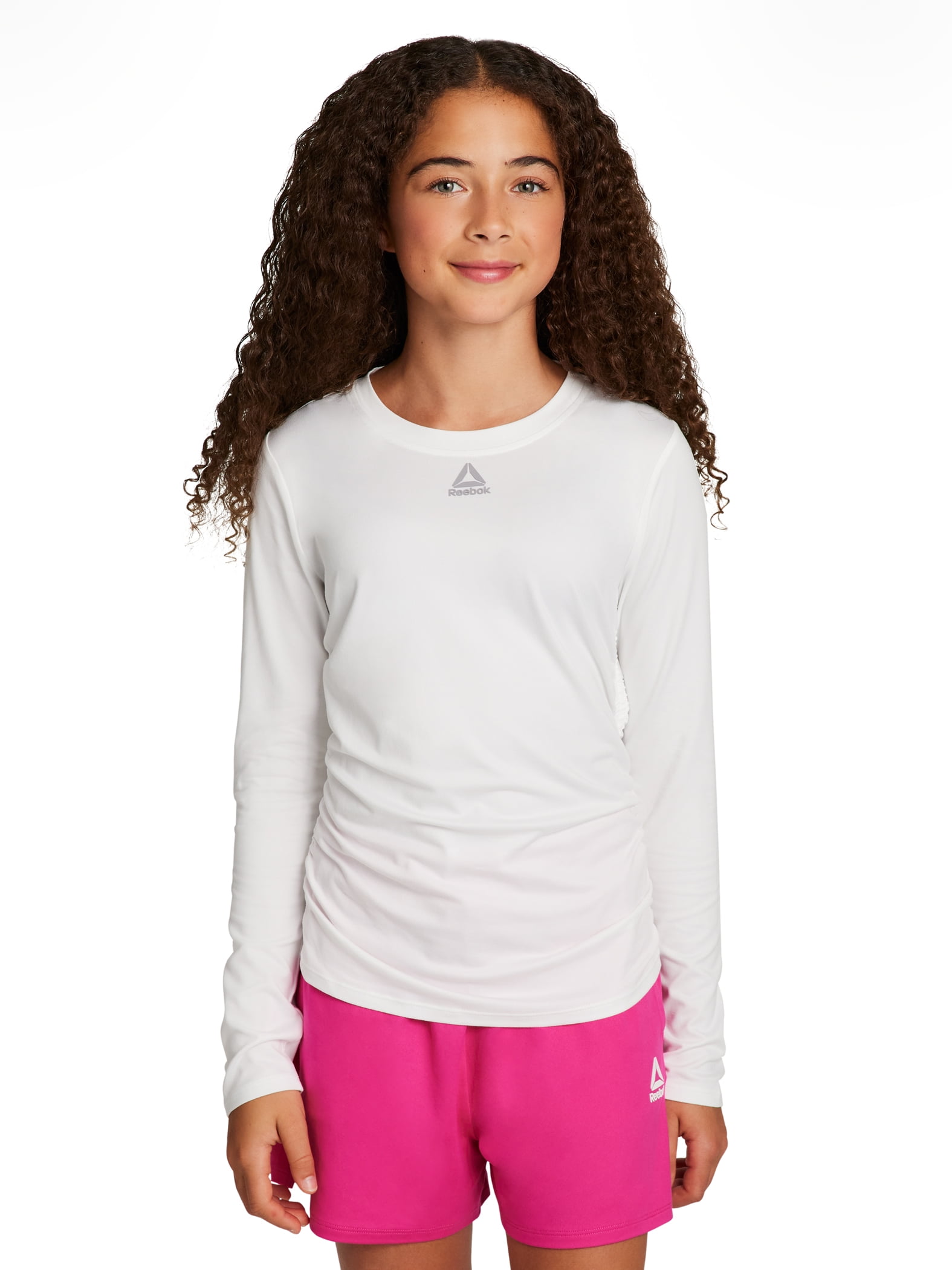 Reebok Girl's Legacy Performance Long Sleeve Side Ruched Top, Sizes 4 ...