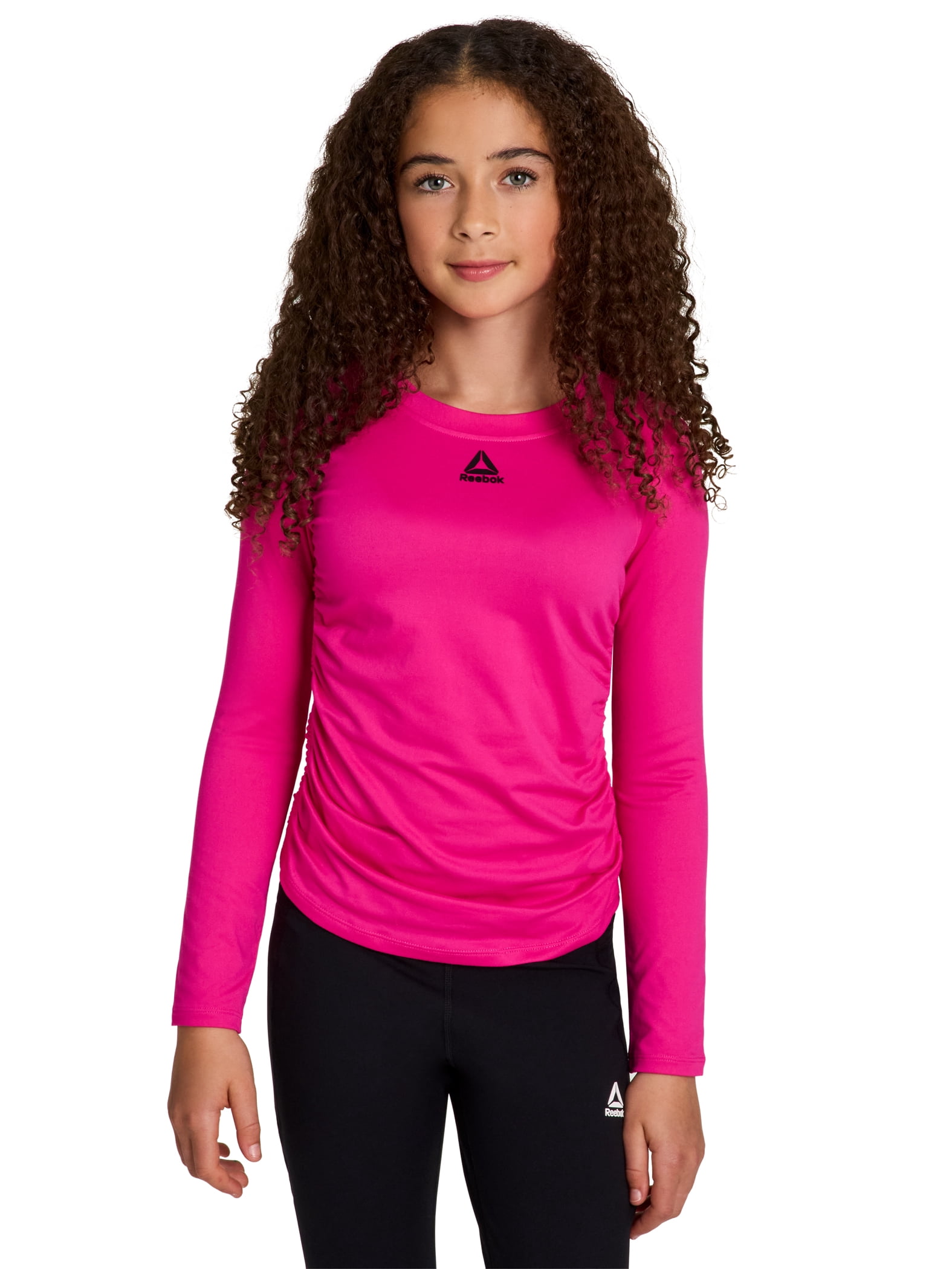 Reebok Girl's Legacy Performance Long Sleeve Side Ruched Top, Sizes 4 ...