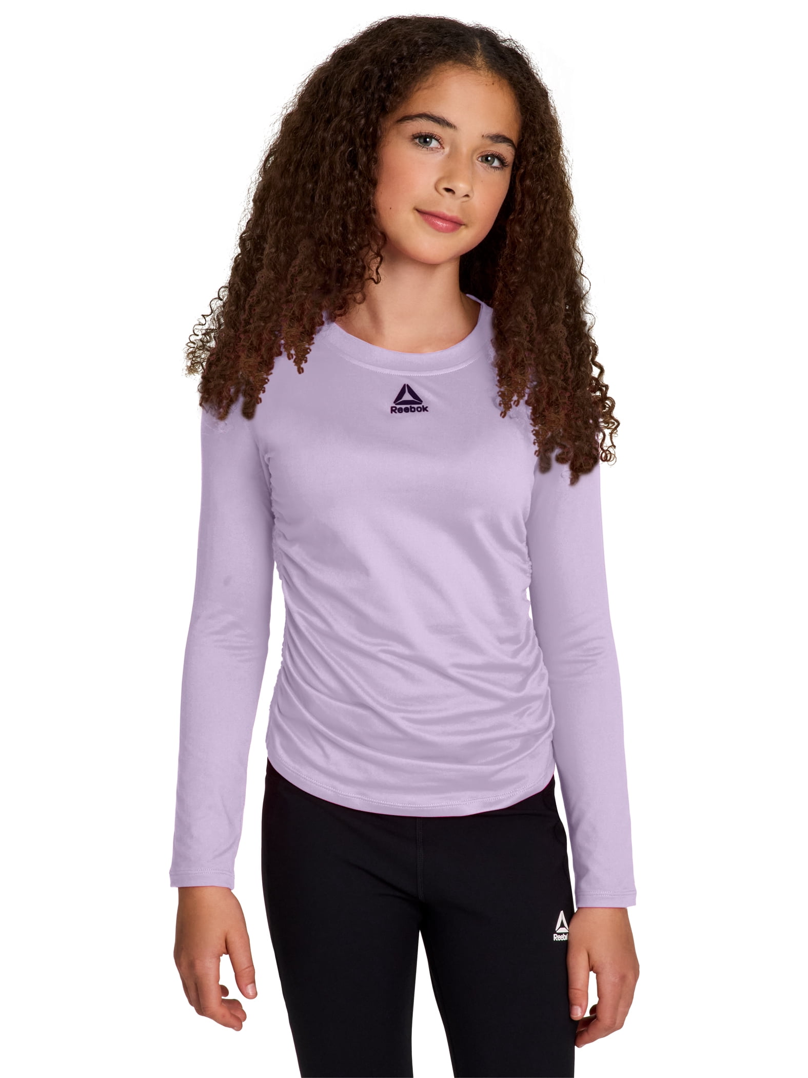 Reebok Girl's Legacy Performance Long Sleeve Side Ruched Top, Sizes 4 ...