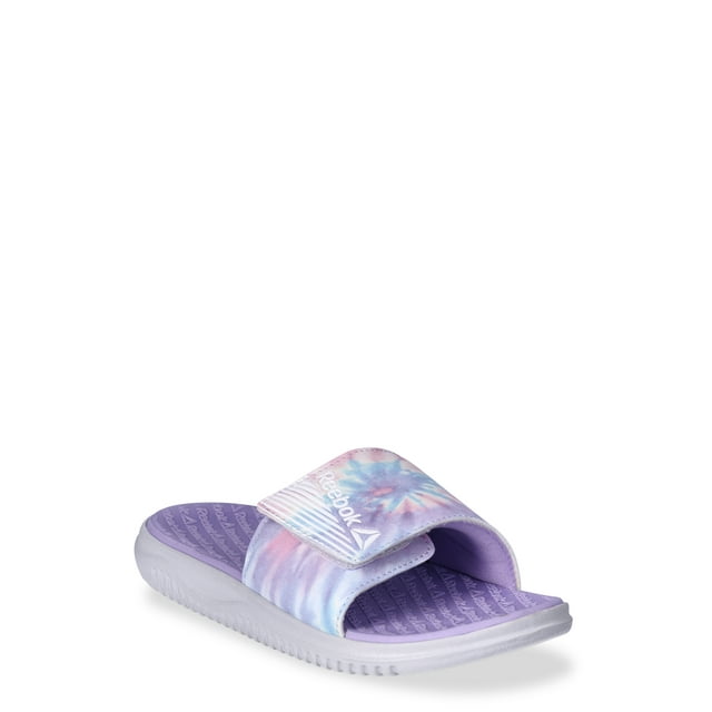 Reebok Girls Dual Density Comfort Slide Sandals with Adjustable Strap ...