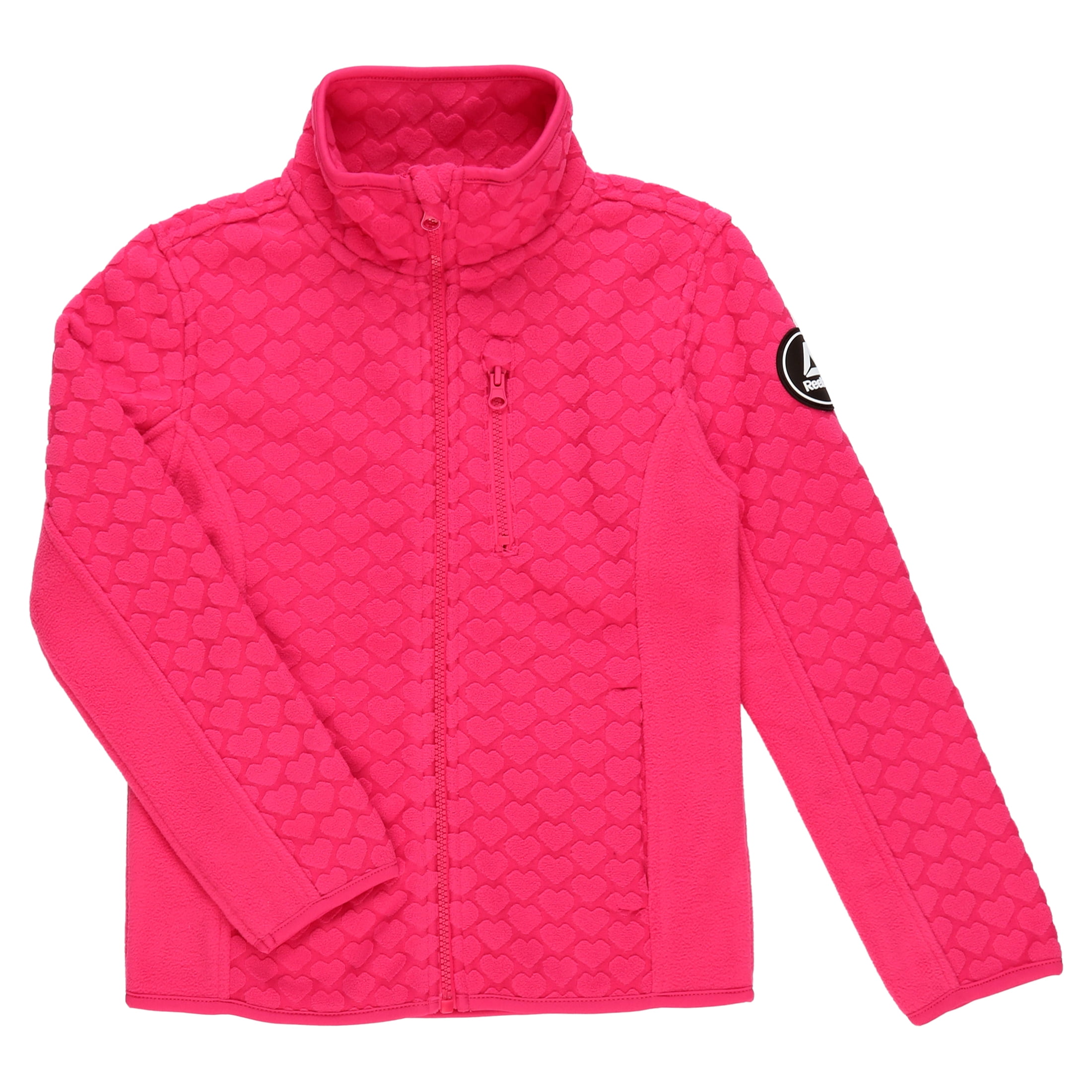 Reebok Girls Fleece Jacket with Embossed Hearts, Zip-Up, Sizes XS-XXL ...