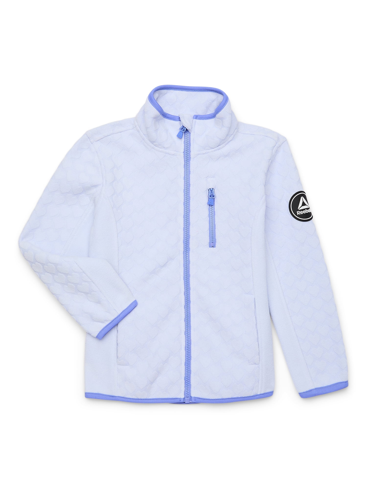 Reebok Girls Fleece Jacket Embossed Hearts - Wind-Resistant - Walmart.com
