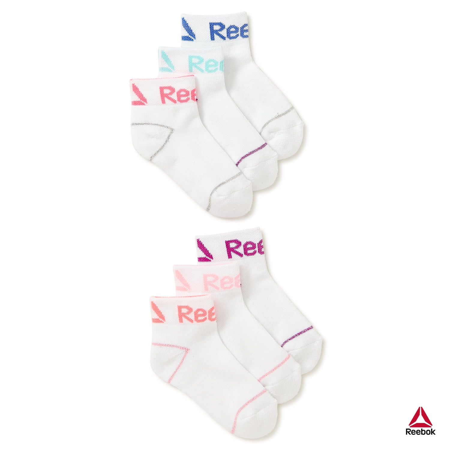 Reebok Girls Pros Series Ankle Socks, 6-Pack - Walmart.com