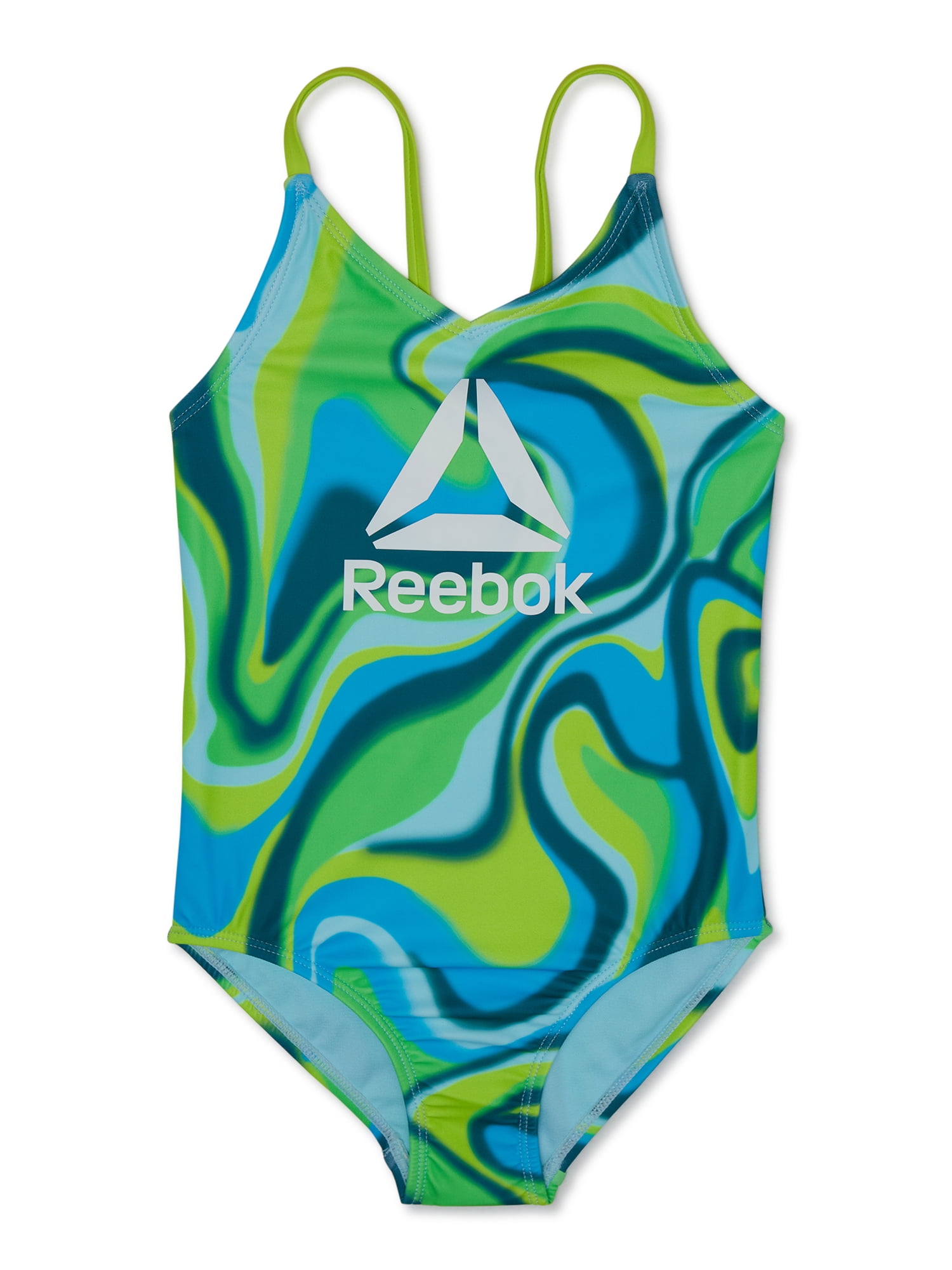 Reebok Girls Strappy Back V Neck One Piece Swimsuit, UPF 50+, Sizes 4 ...