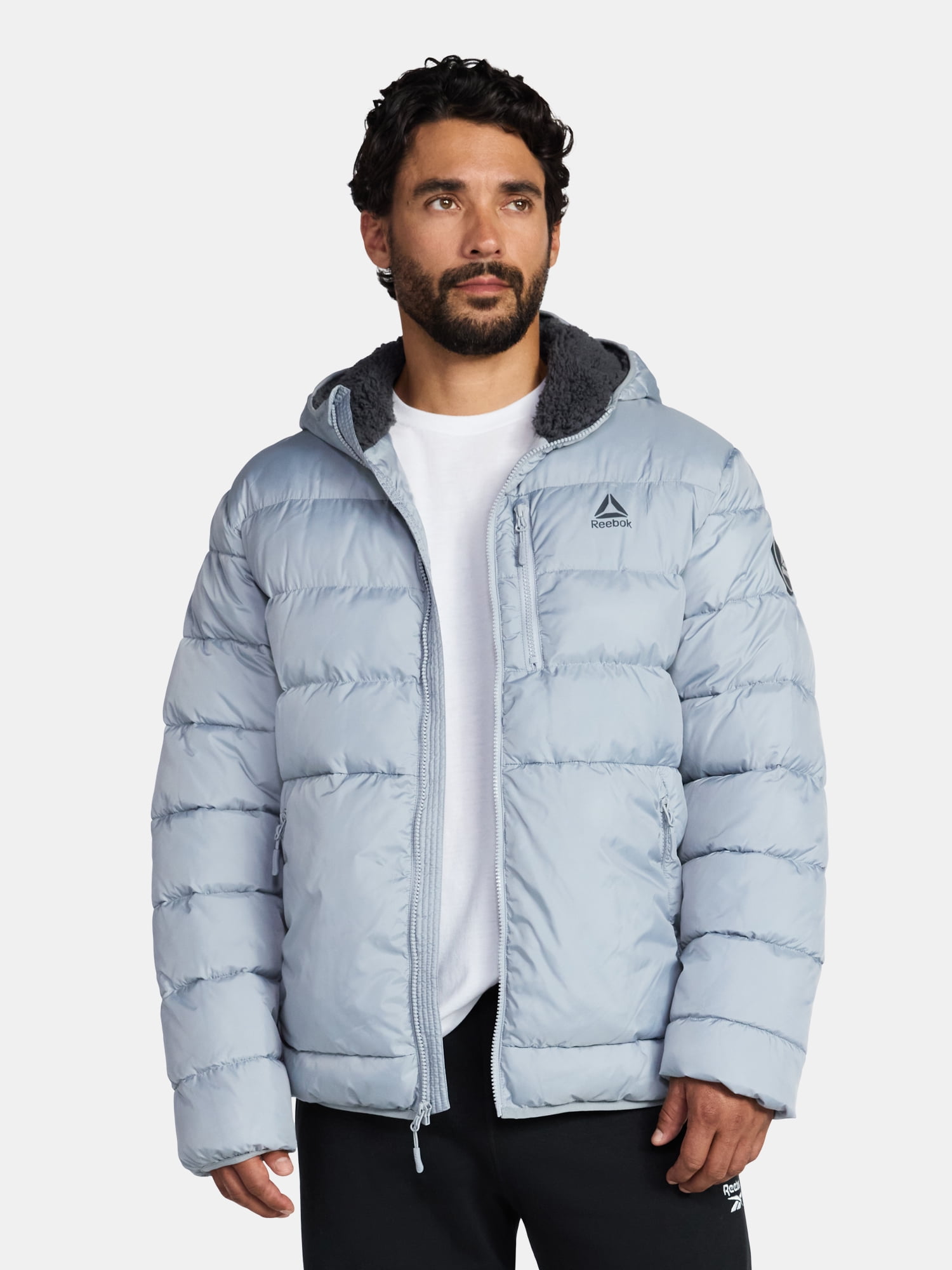 Reebok Men and Big Men's Puffer Coat with Hood, Heavyweight, Sizes S ...