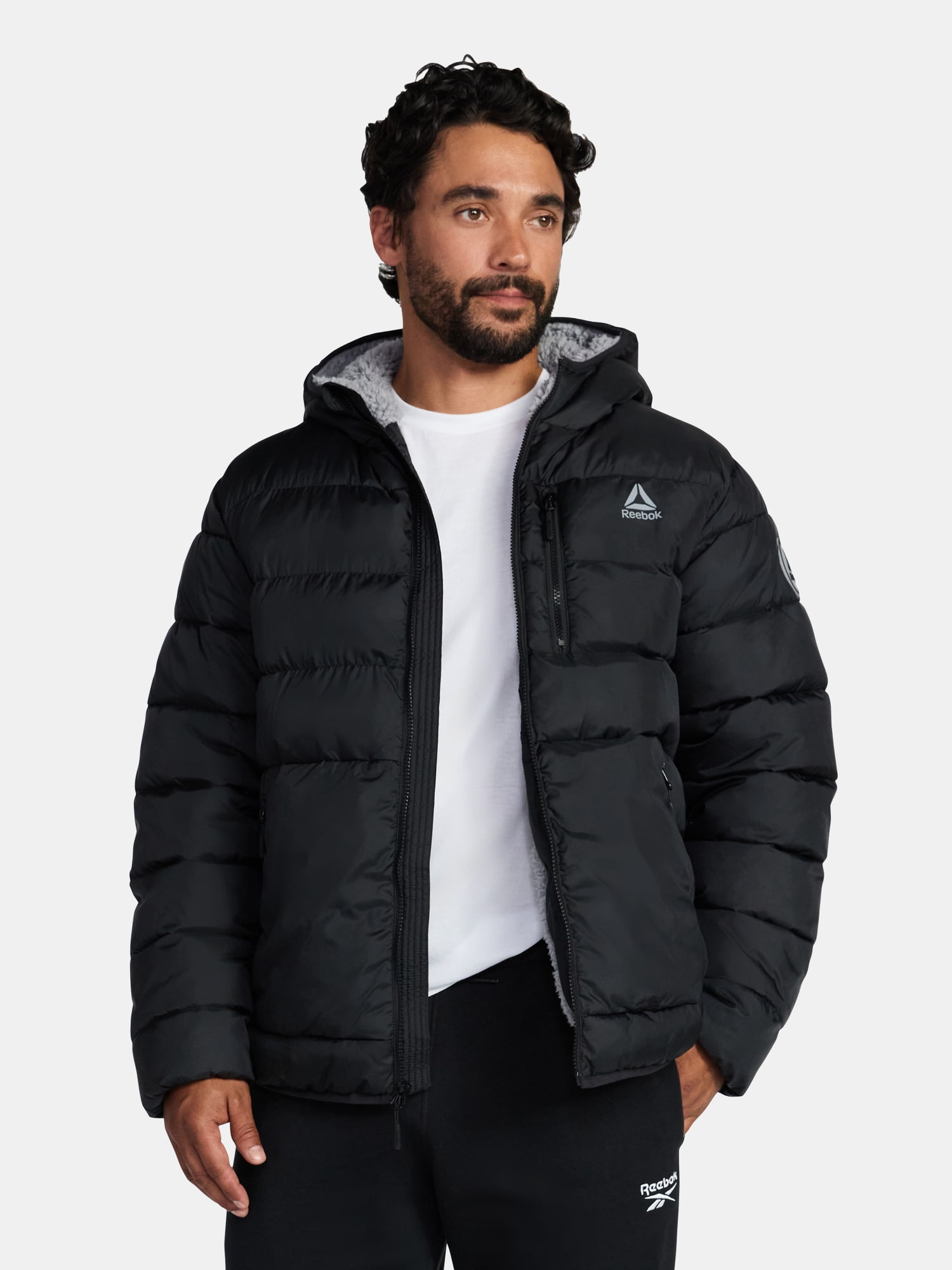 Reebok Men and Big Men's Puffer Coat with Hood, Heavyweight, Sizes S ...