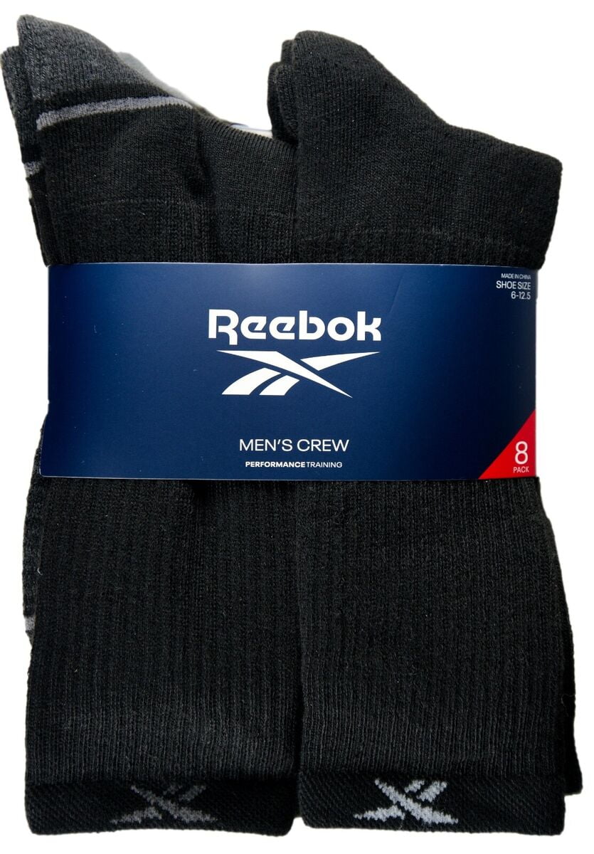 Reebok® Men's 8 Pairs Gray Crew Socks, Fit Shoe Size 6-12 GRAY COLOR ...