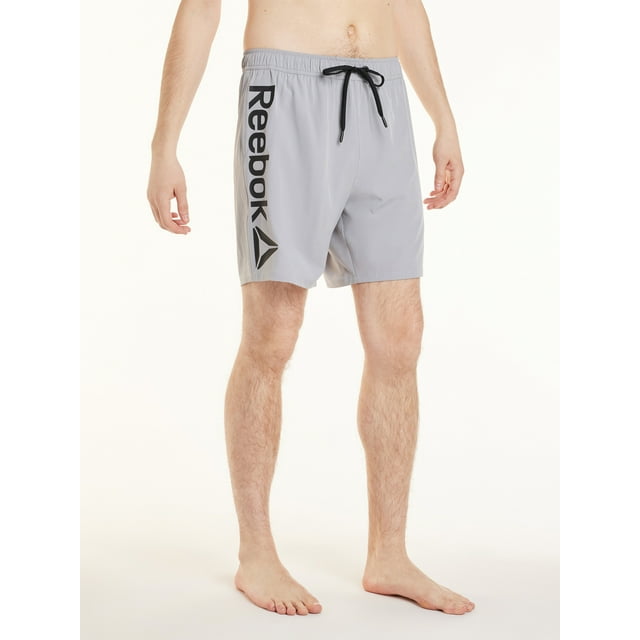 Reebok Men's & Big Men's Solid Logo Swim Trunks with Compression Liner ...