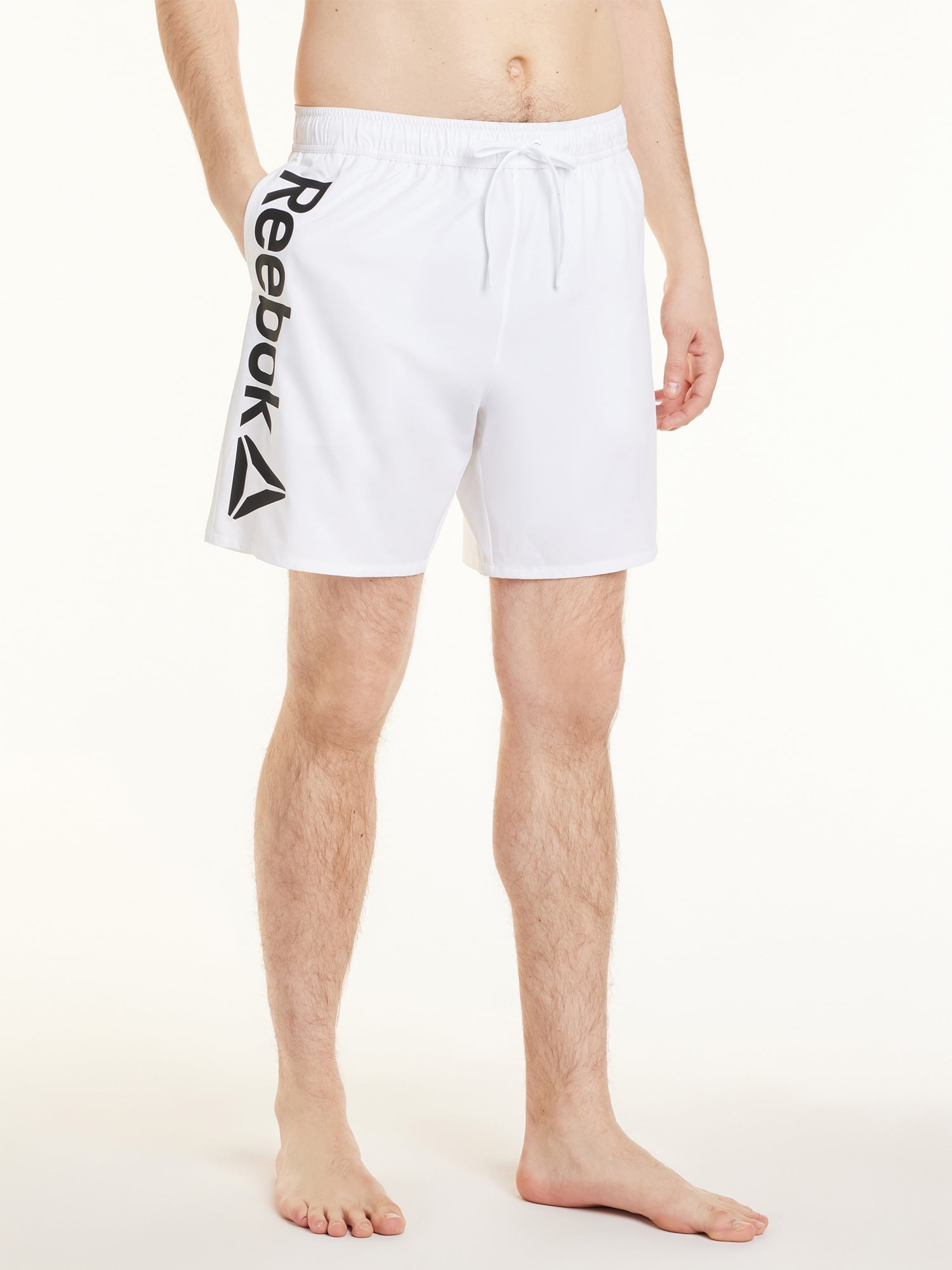 Reebok Men's & Big Men's Solid Logo Swim Trunks with Compression Liner ...