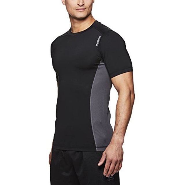 Reebok Men's Compression Workout T Shirt - Short Sleeve Mesh Gym ...