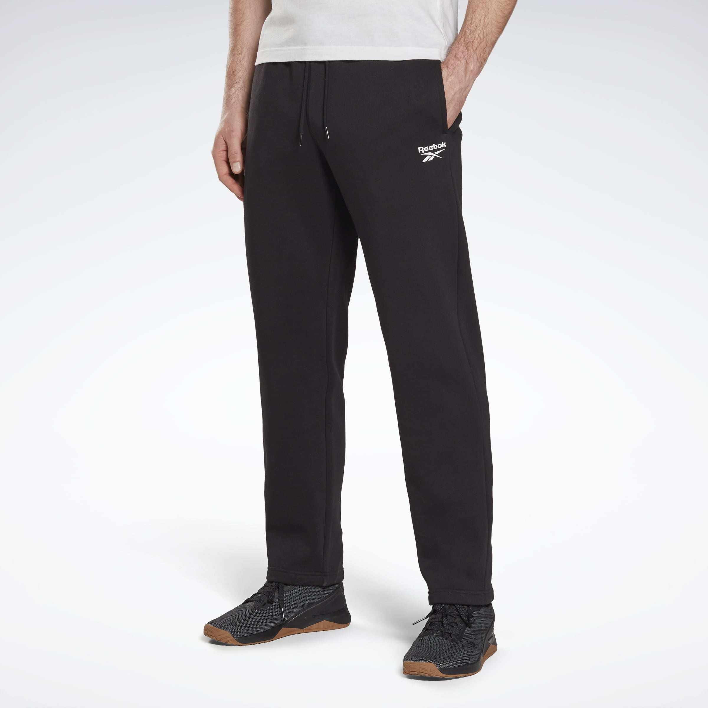 Reebok Men's Identity Open Hem Pants, 100% Cotton, Drawcord Elastic ...