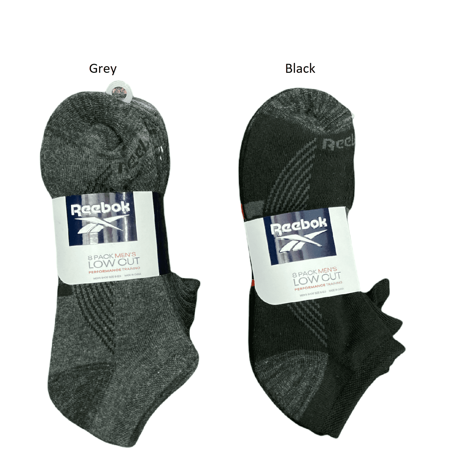 Reebok Men's Low Cut Performance Training Socks, 8 Pair, Black, 6-12.5 ...