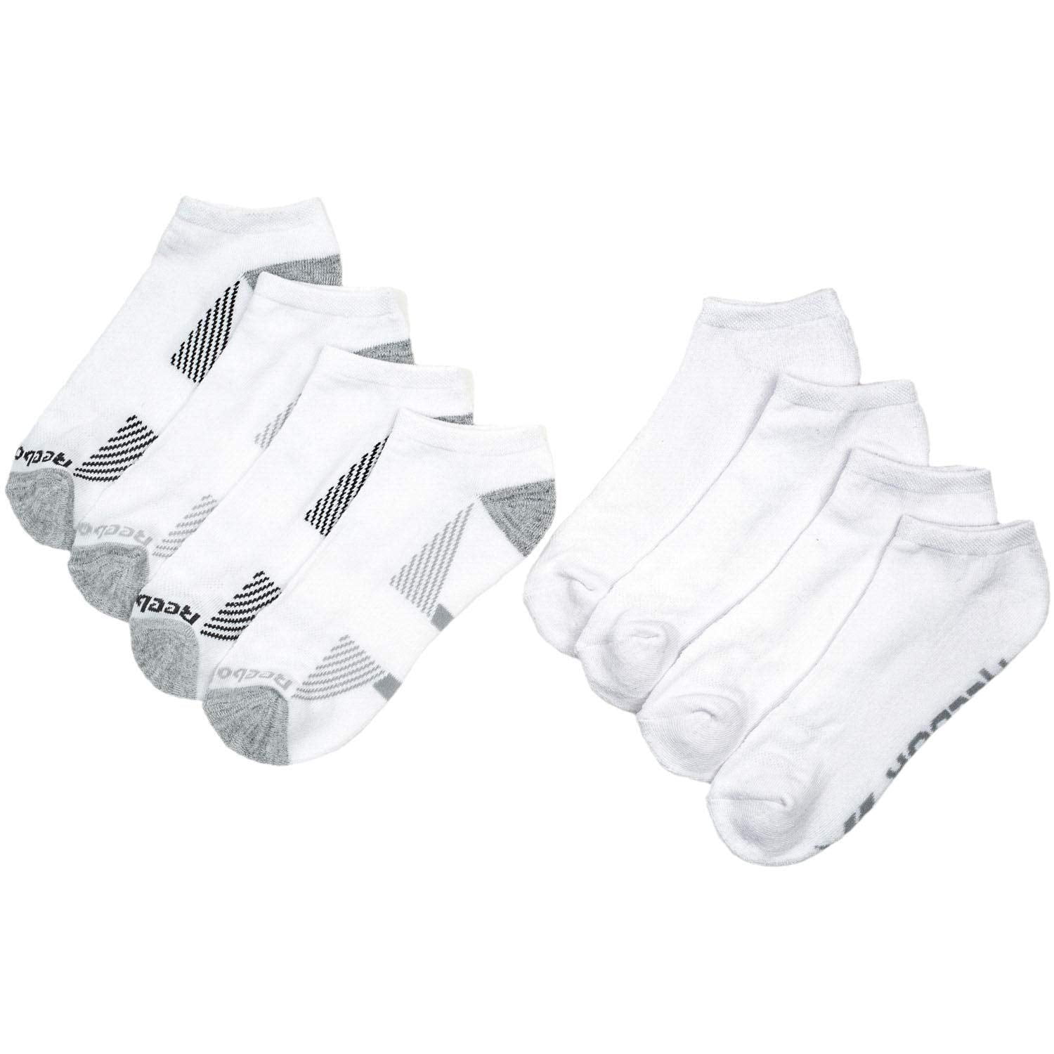 Reebok Men's Low Cut Performance Training Socks, 8 Pair, White, Size 6 ...