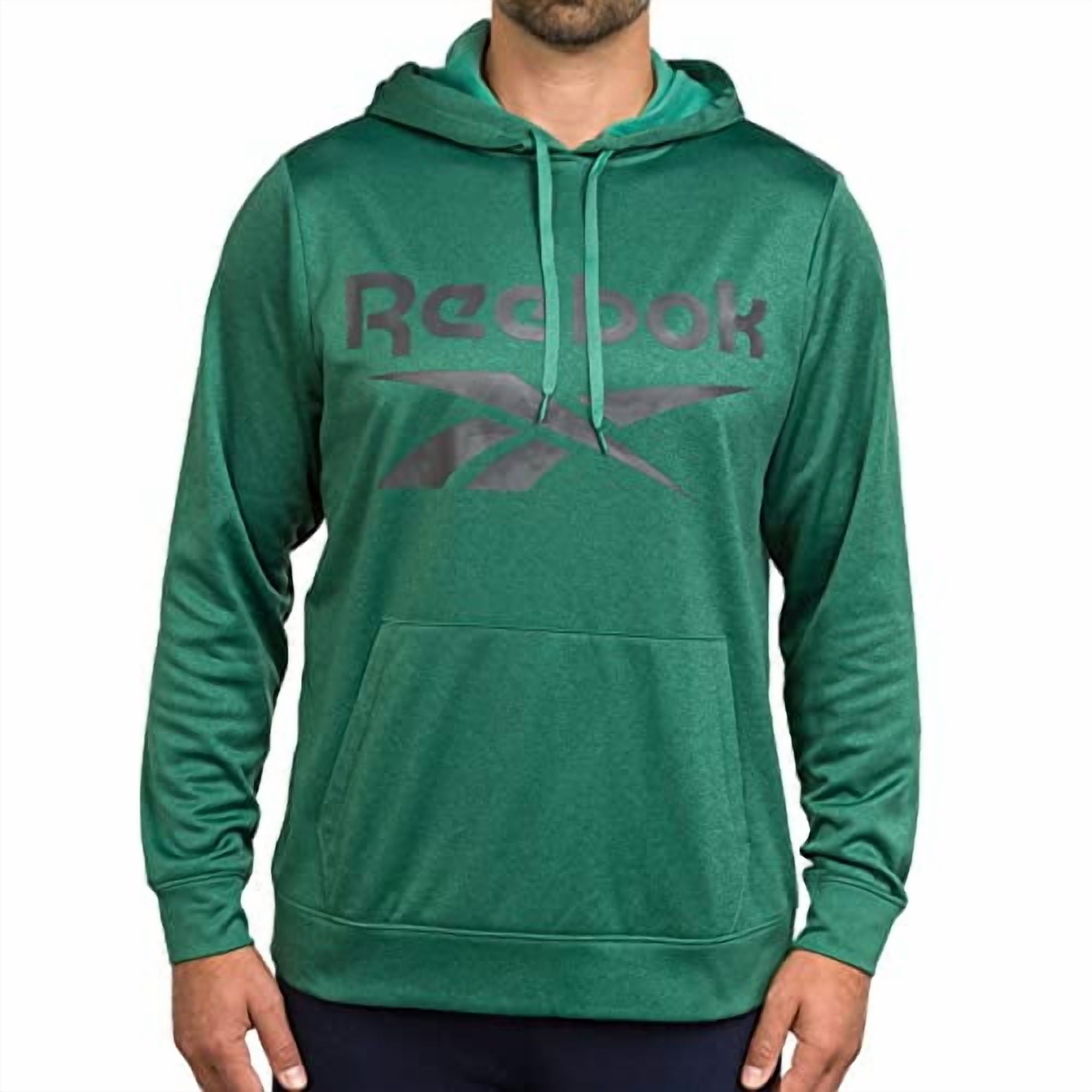 Reebok Men's Performance Pullover Hoodie - Bottle Green, Medium Men's ...