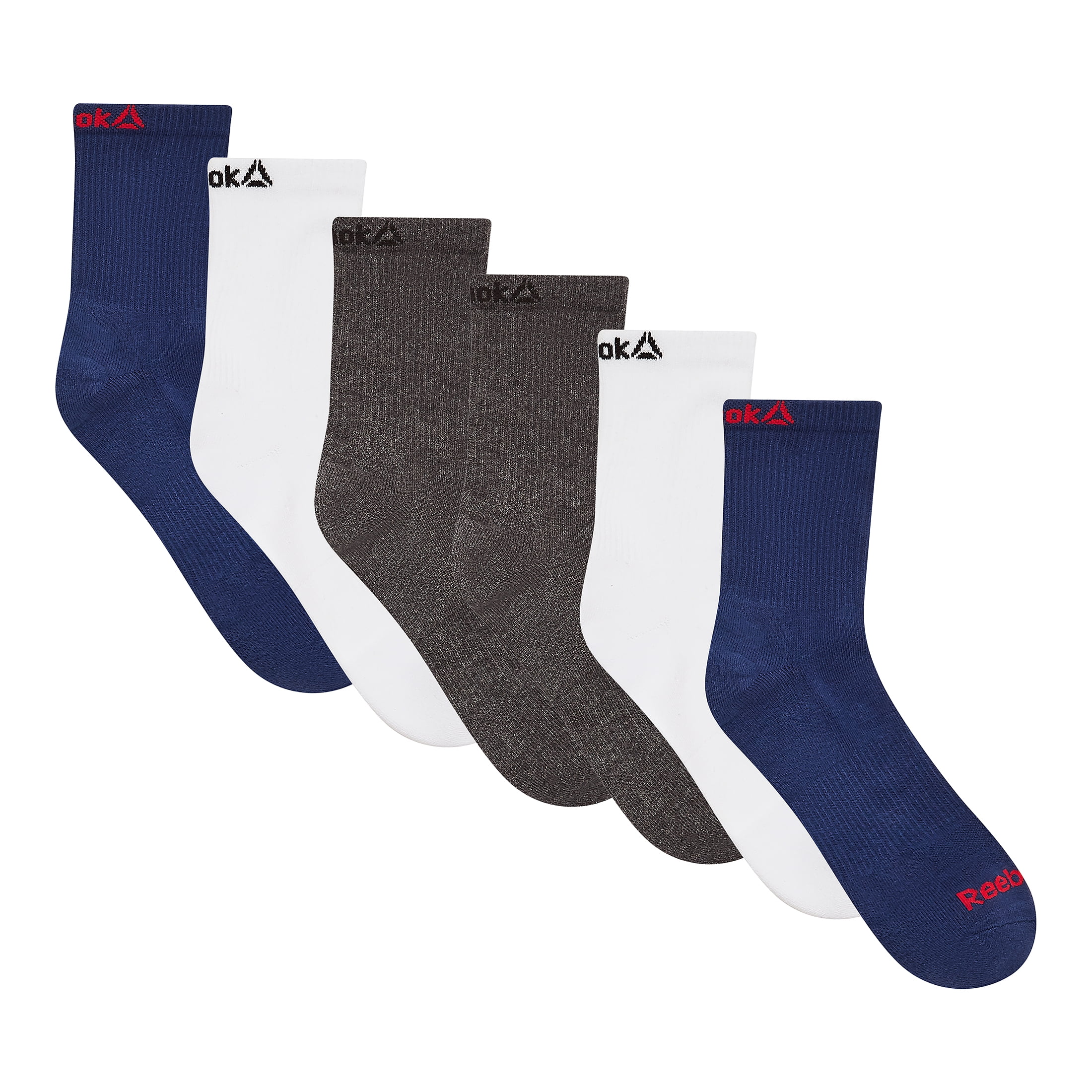 Reebok Men's Targeted Cushion Mid Crew Socks, 6-Pack - Walmart.com