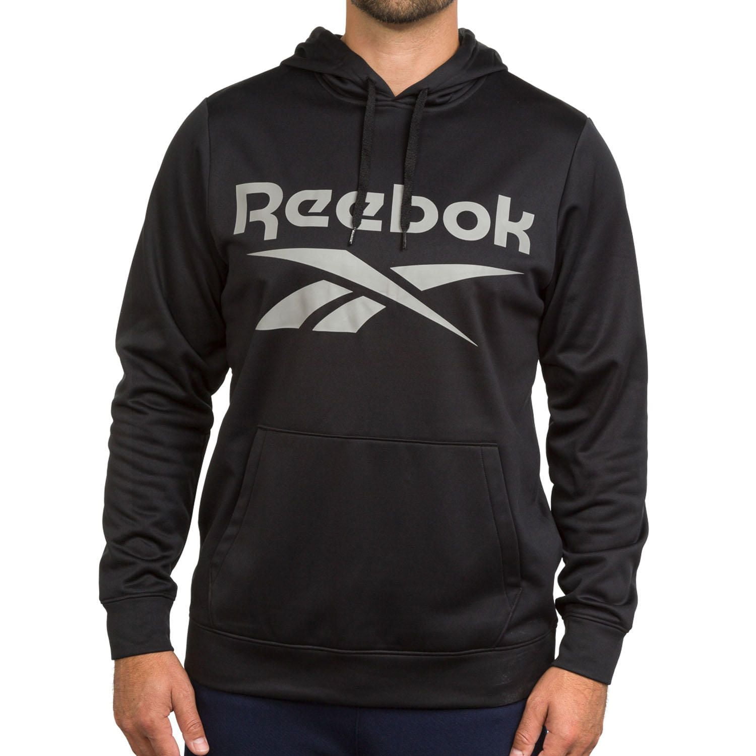 Reebok Men's Tech Fleece Relaxed Fit Hoodie With Logo (Black, M ...