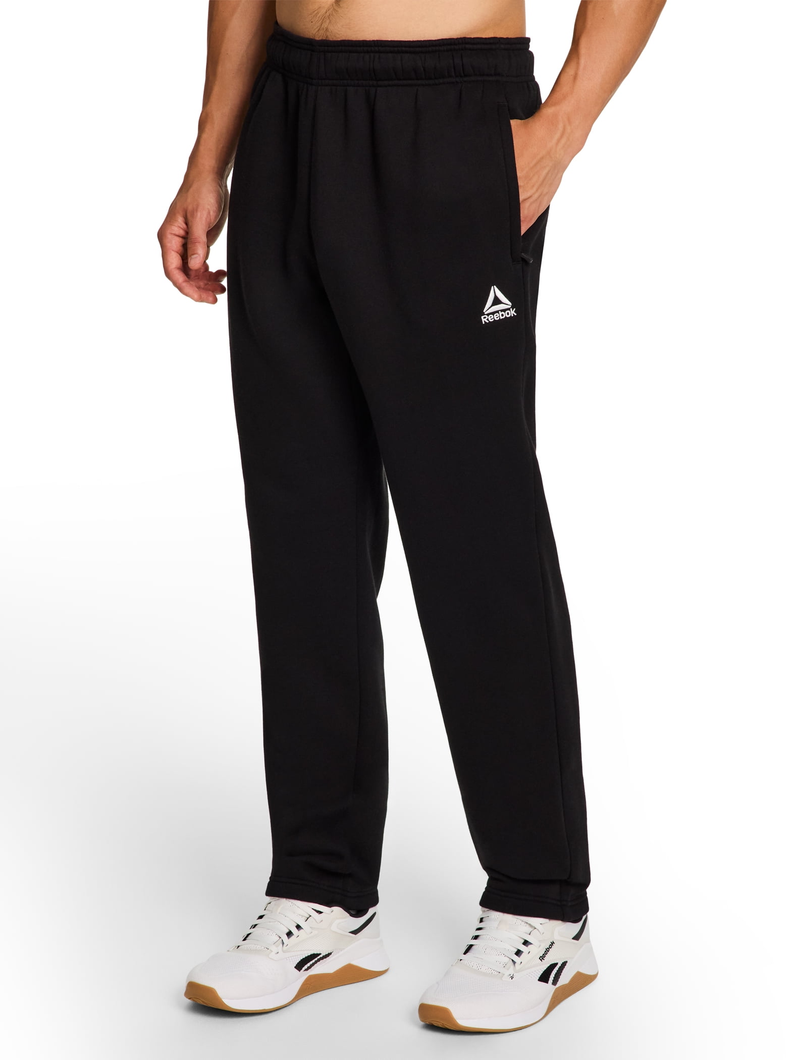 Reebok Men's & Big Men's Logo Fleece Relaxed Fit Open Leg Sweatpants ...