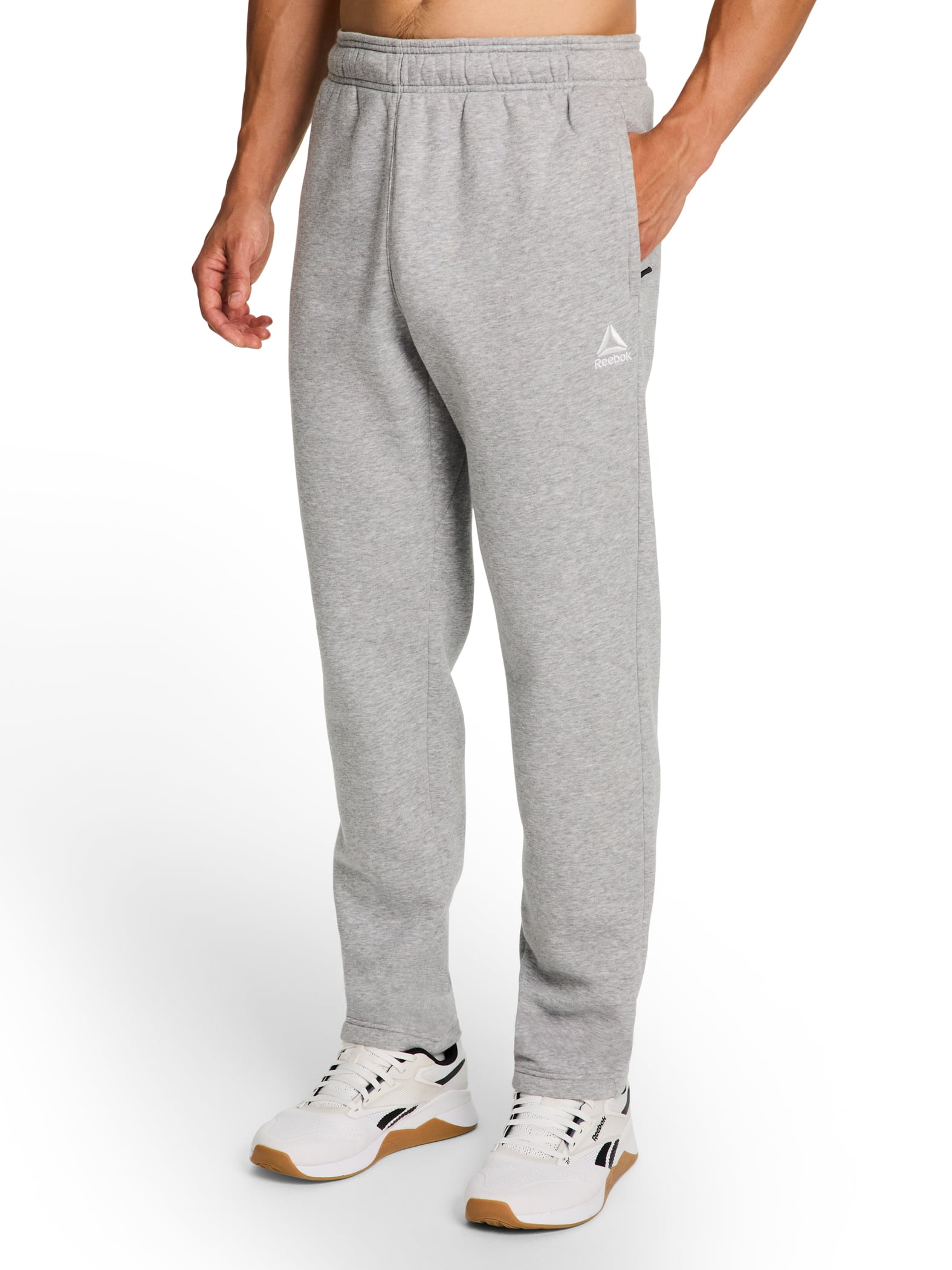 Reebok Men's & Big Men's Logo Fleece Relaxed Fit Open Leg Sweatpants ...