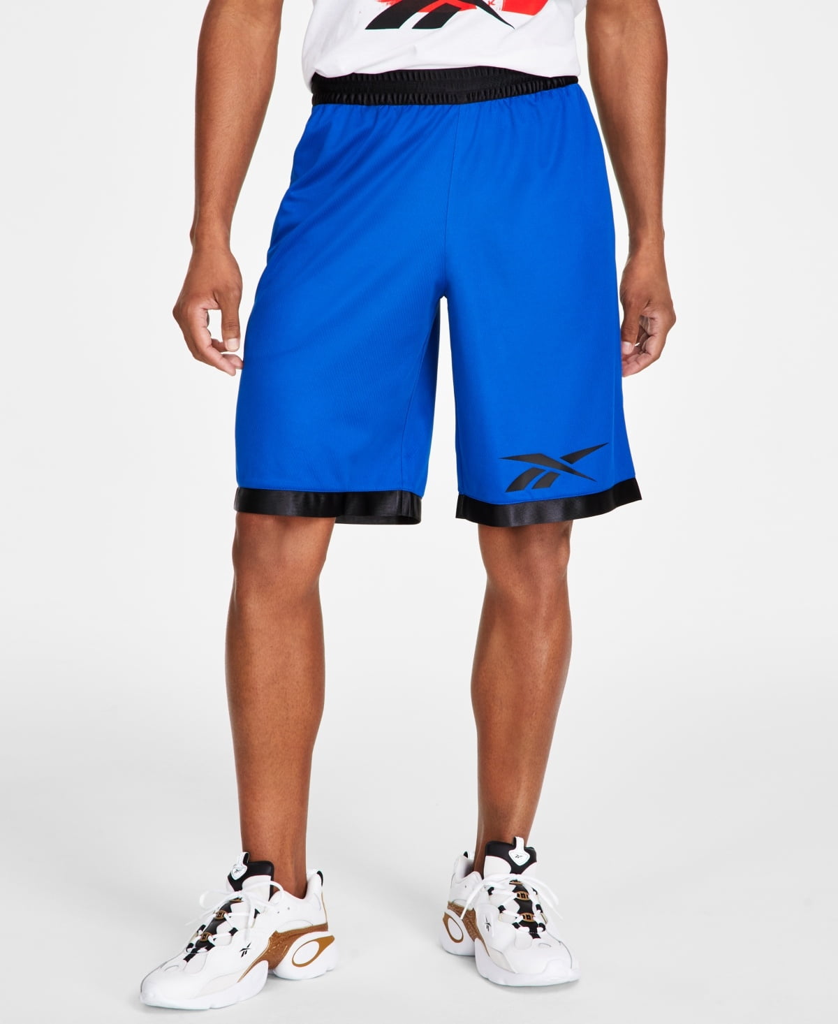 Reebok Mens Regular Fit Logo Print Mesh Basketball Shorts XXL Vector ...