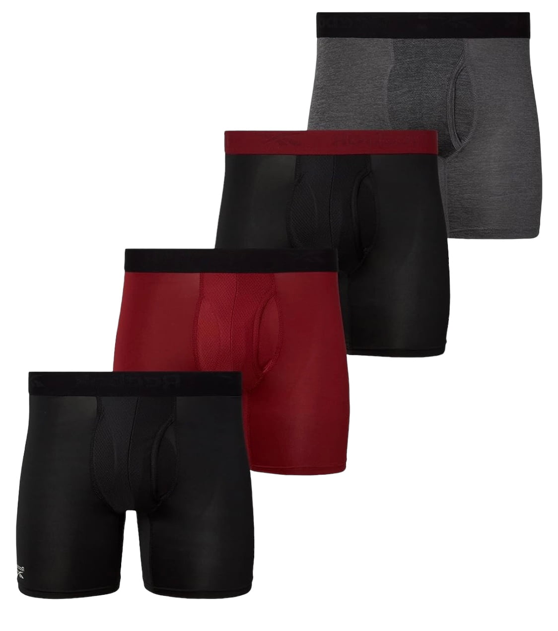 Reebok Mens Speedwick Stretch Performance Boxer Briefs with Fly Pouch ...