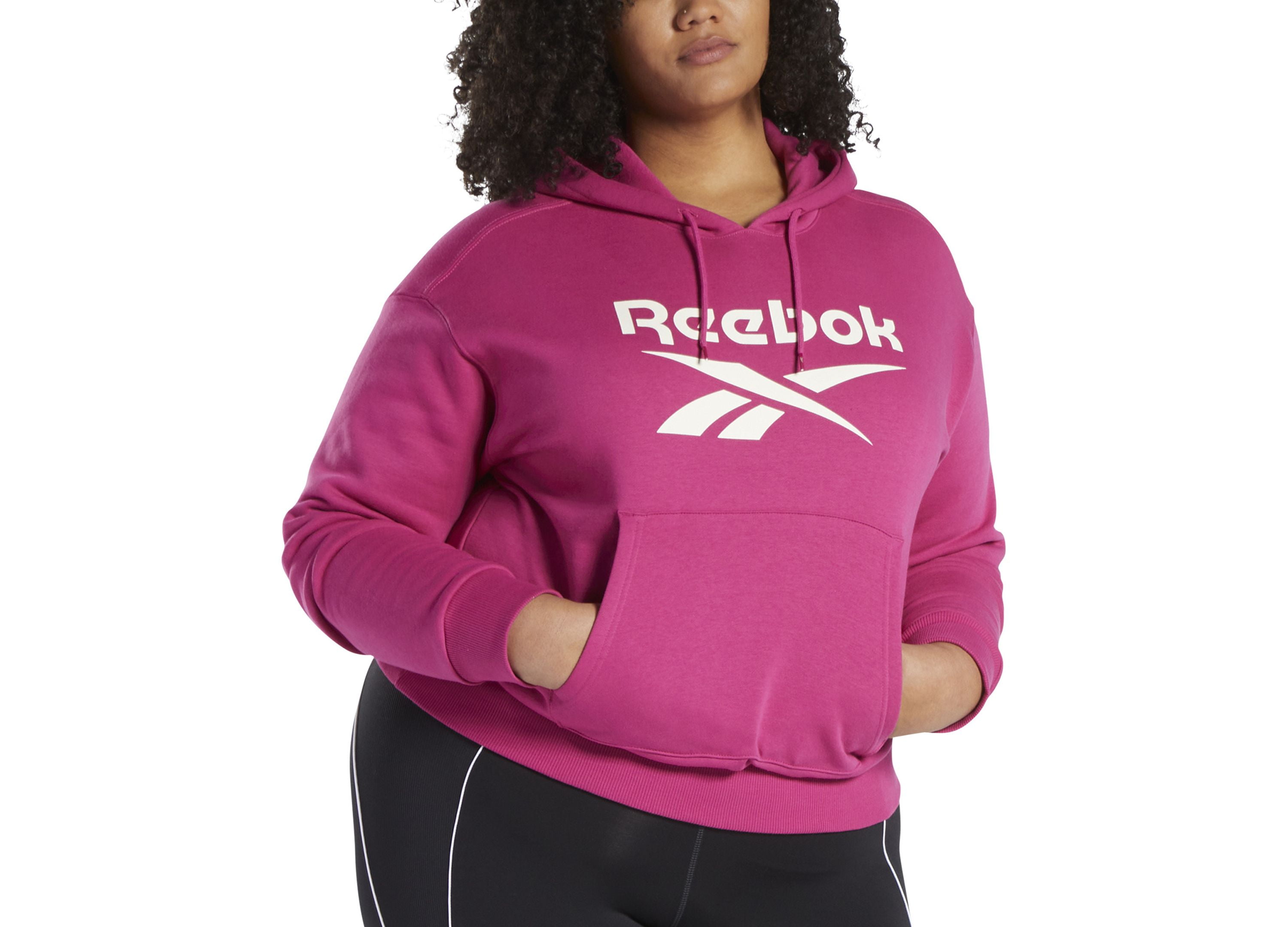 Reebok Plus Size Identity Logo Fleece Hoodie Semi Proud Pink 4X ...