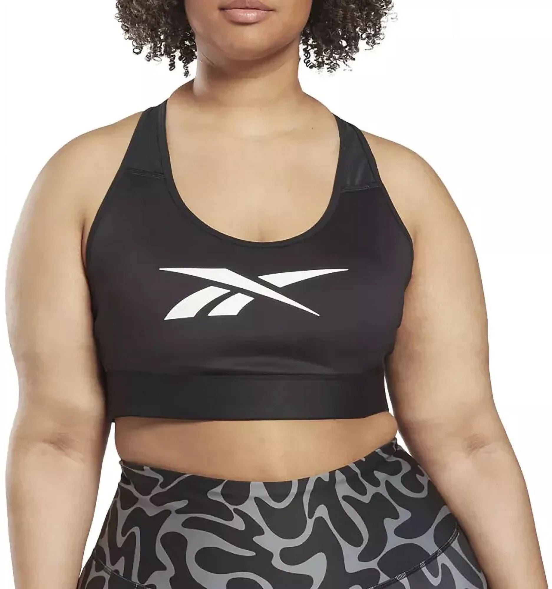 Reebok Plus Size Lux Vector Medium Impact Racerback Bra, Black, 3X ...