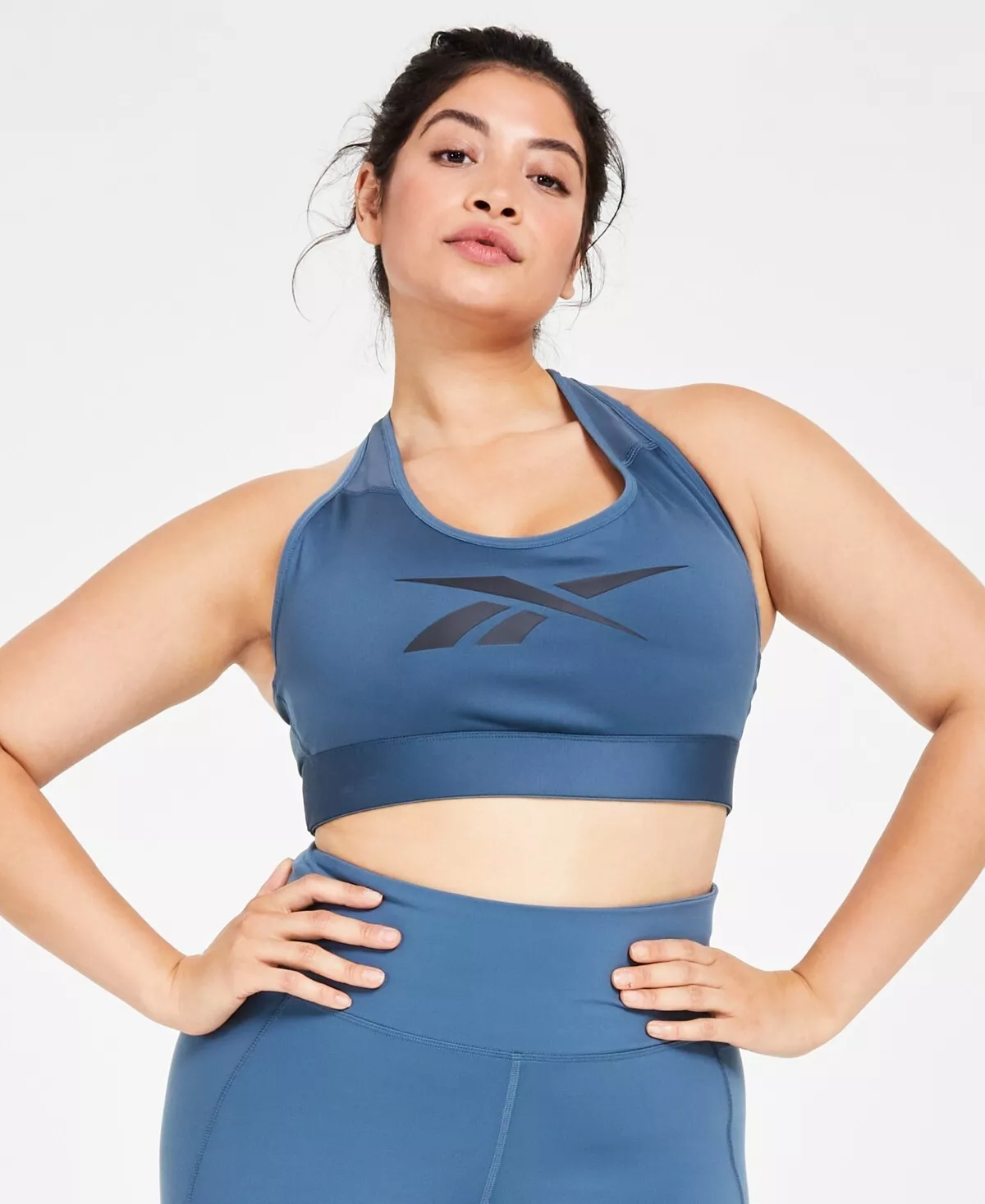 Reebok Plus Size Lux Vector Medium Impact Racerback Bra, Hoops Blue, 2X ...