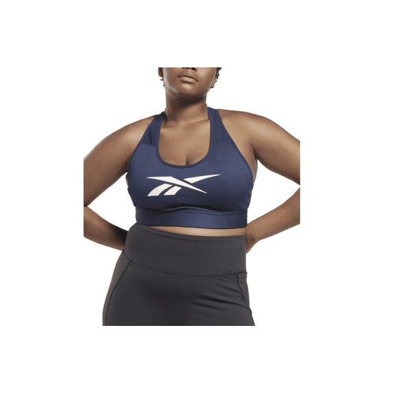 Reebok Plus Size Lux Vector Medium Impact Racerback Bra - Vector Navy ...