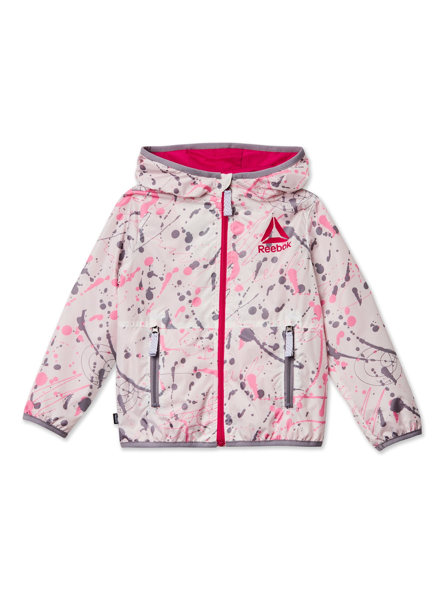 Reebok Toddler Girls Windbreaker Jacket with Hoodie, 12M-5T, Spring ...