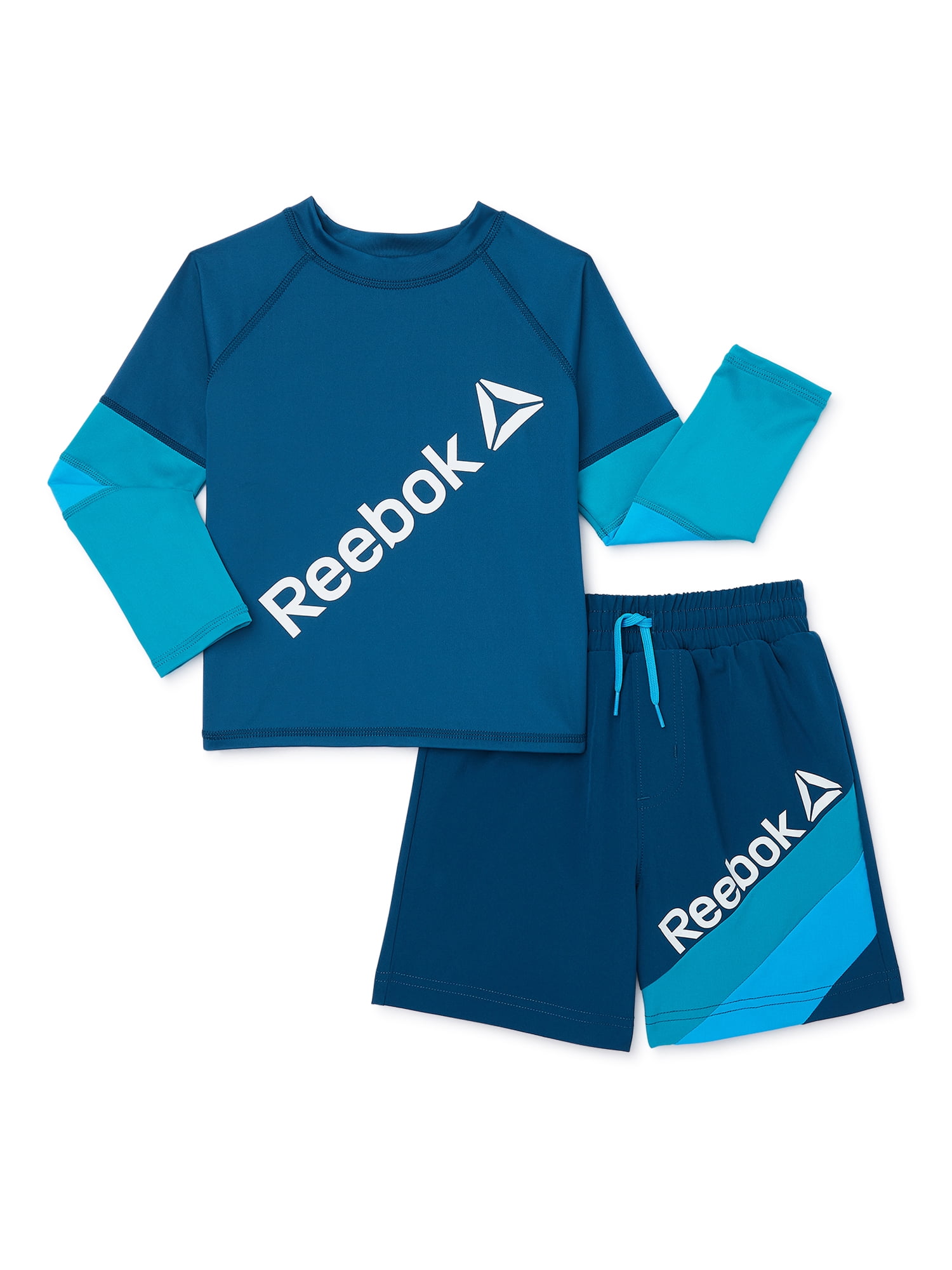 Reebok Toddler Boys Long Sleeve Rashguard and Trunks 2- Piece Swim Set ...