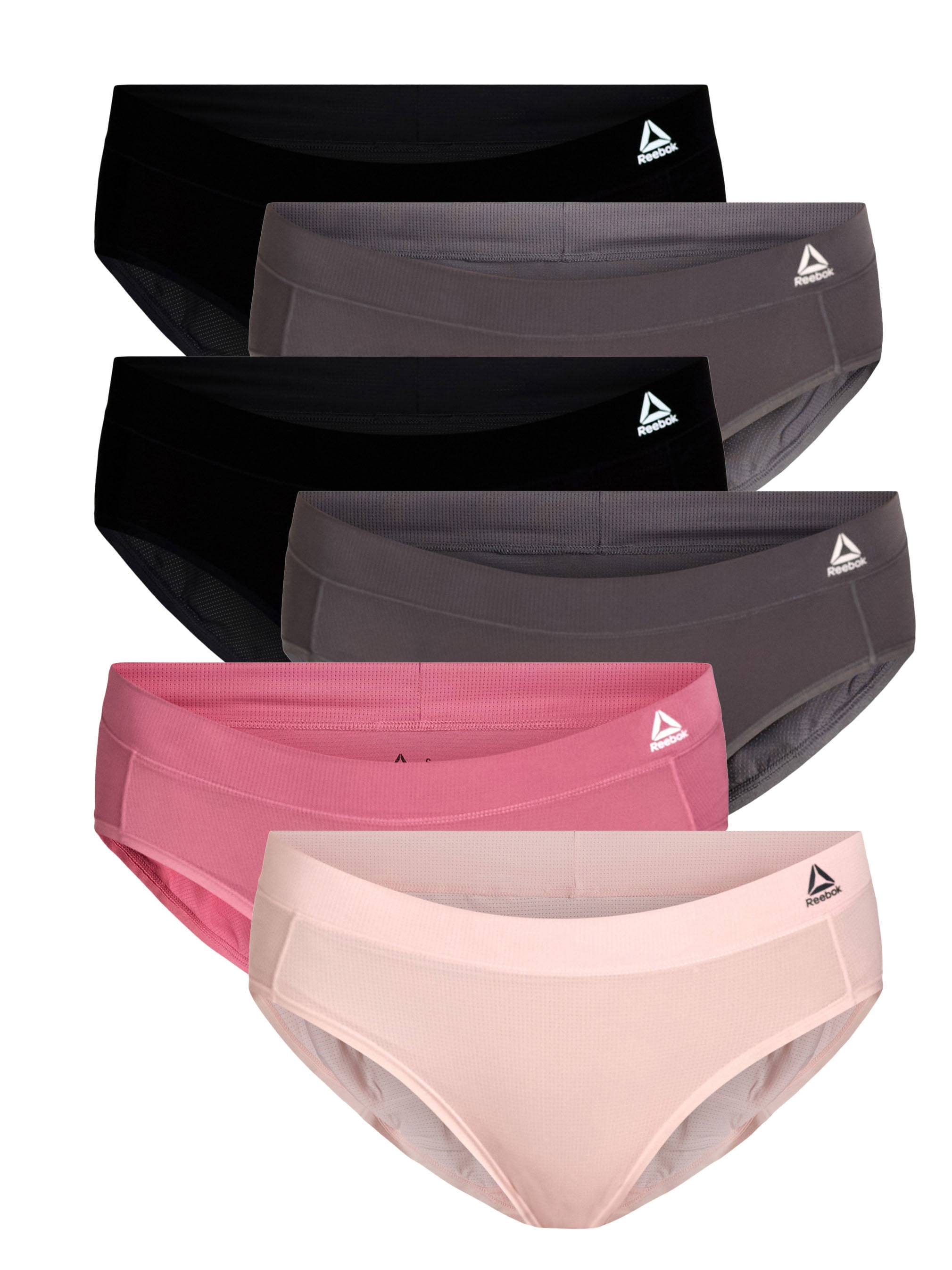 Reebok Women's Underwear Air Tech Performance Hipster Panties, 6-pack ...